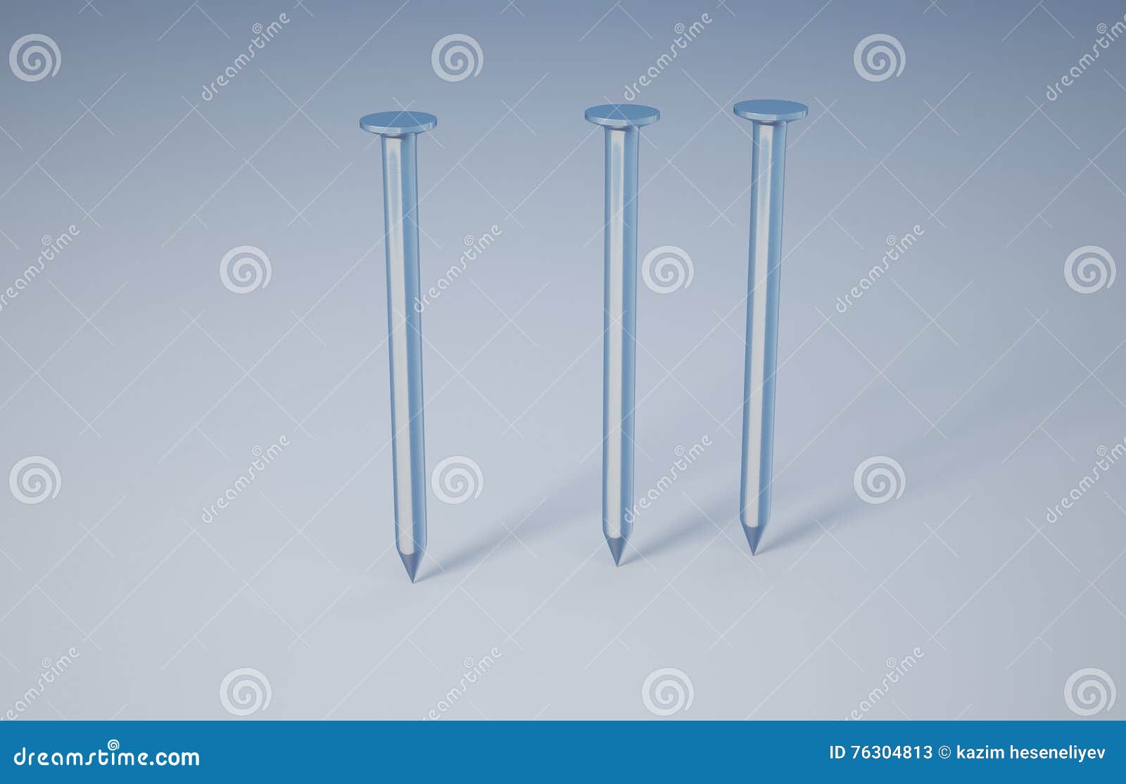 3D three nails studio stock illustration. Illustration of wedge - 76304813