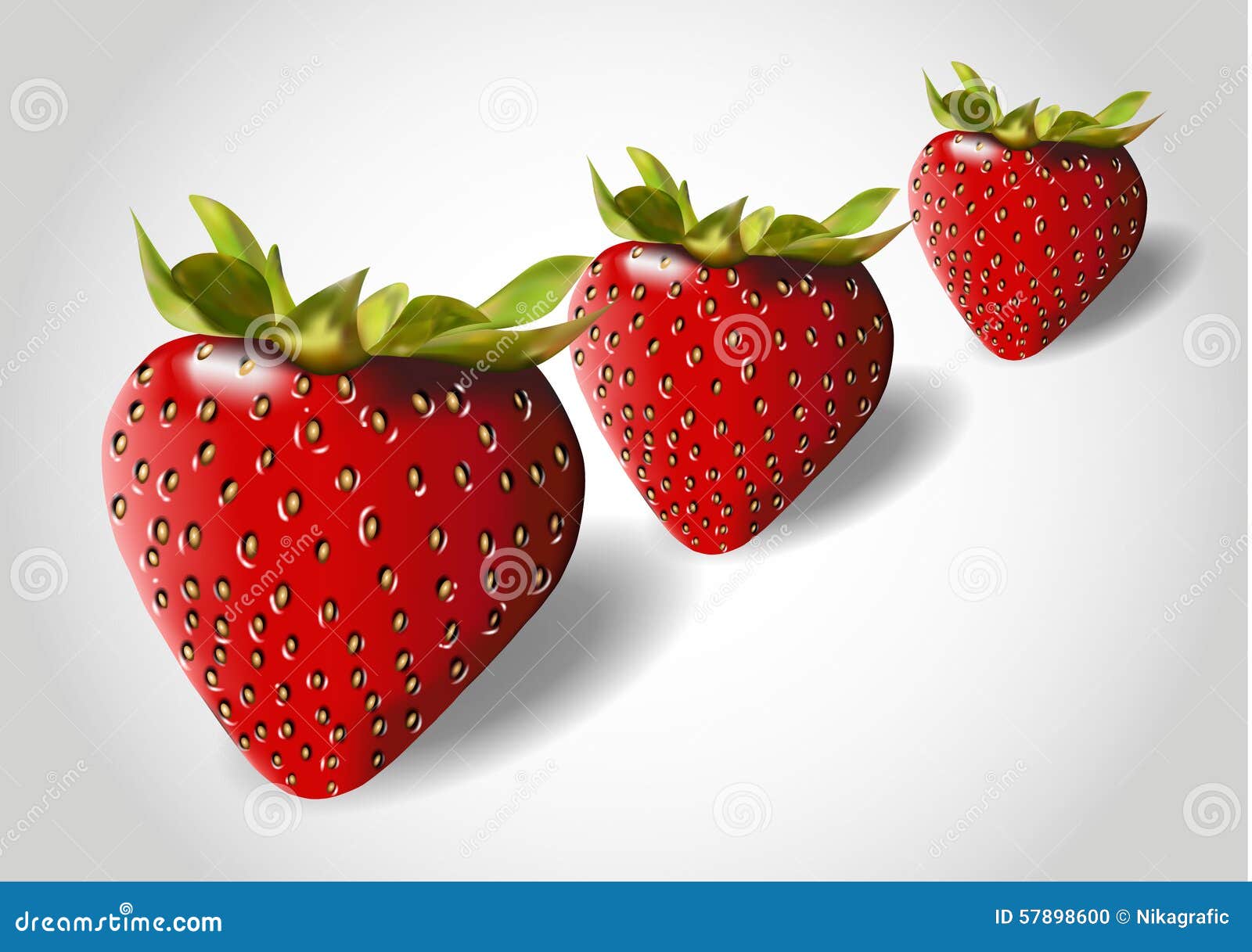 3d three red strawberry stock vector. Illustration of dimensional ...