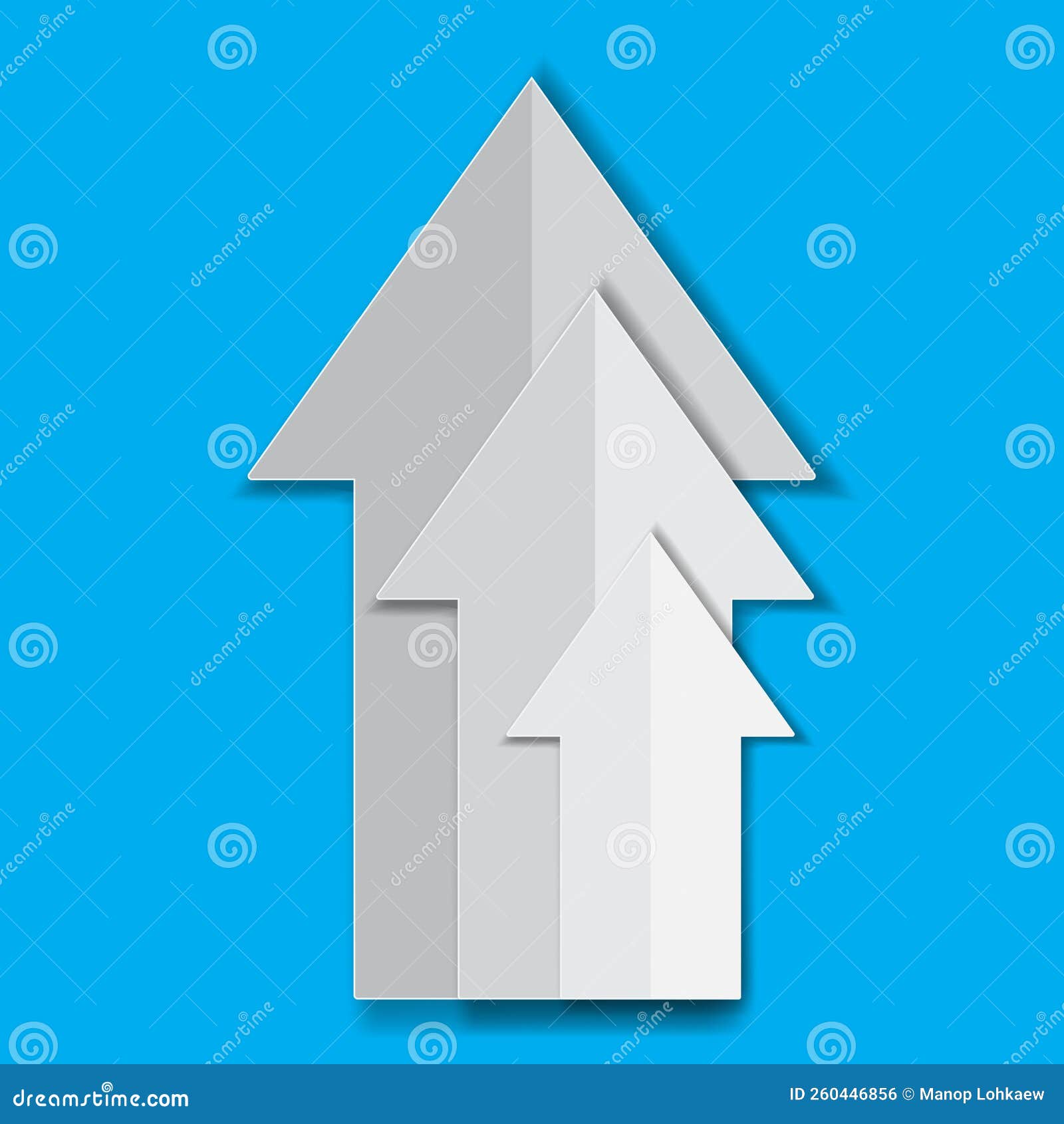 3d Three White Up Arrows on Blue Background Vector Illustration Stock ...