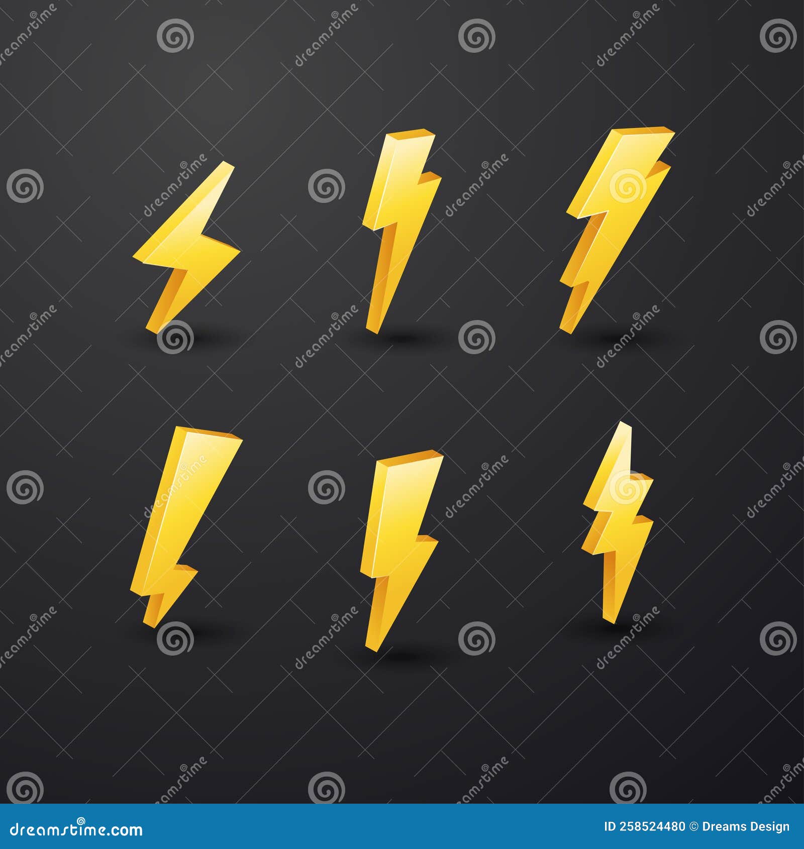 3d Thunder Vector Isolated Collection Set Stock Vector - Illustration ...