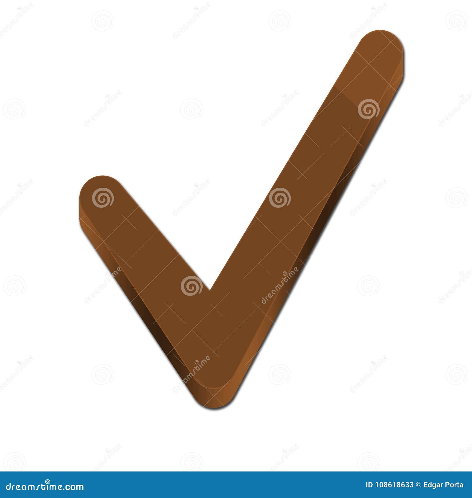 3D Tick Like Symbol Brown stock illustration. Illustration of tick ...