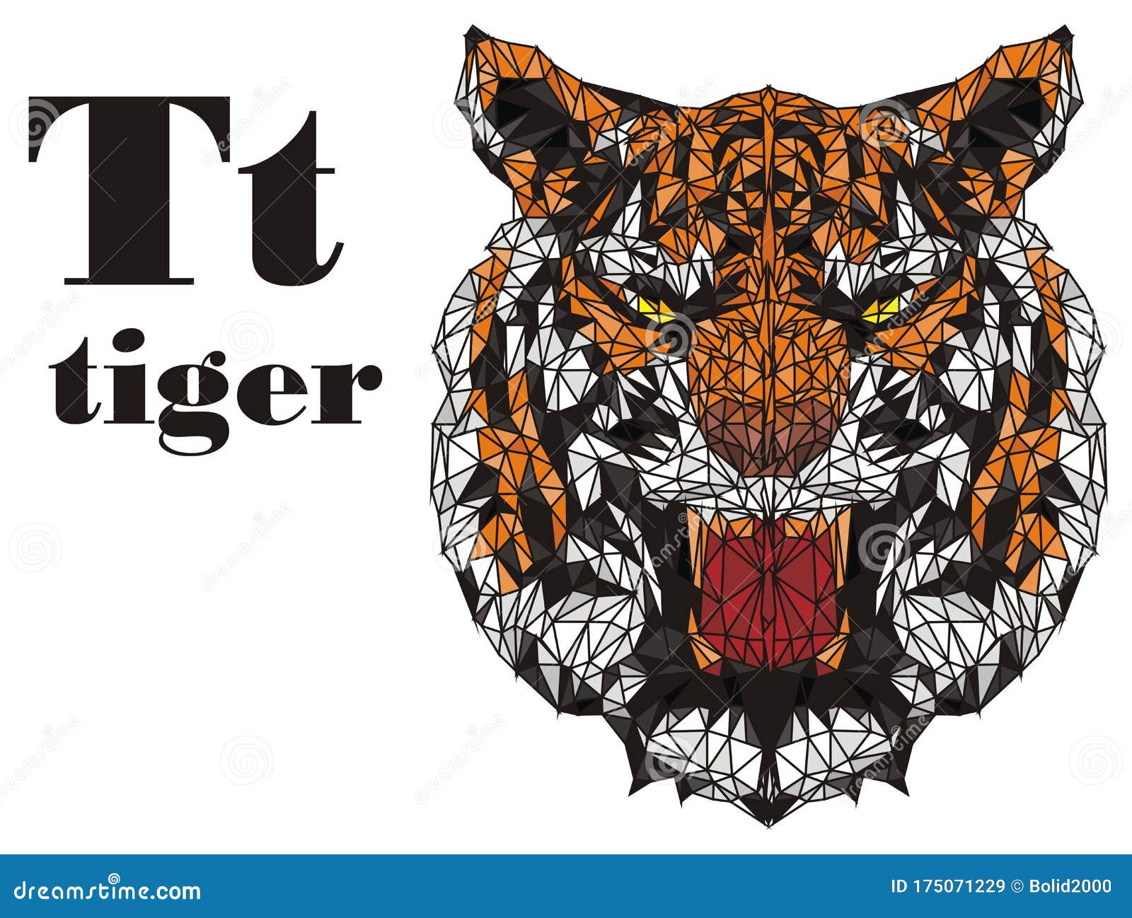 3d tiger and abc stock illustration. Illustration of sketch - 175071229