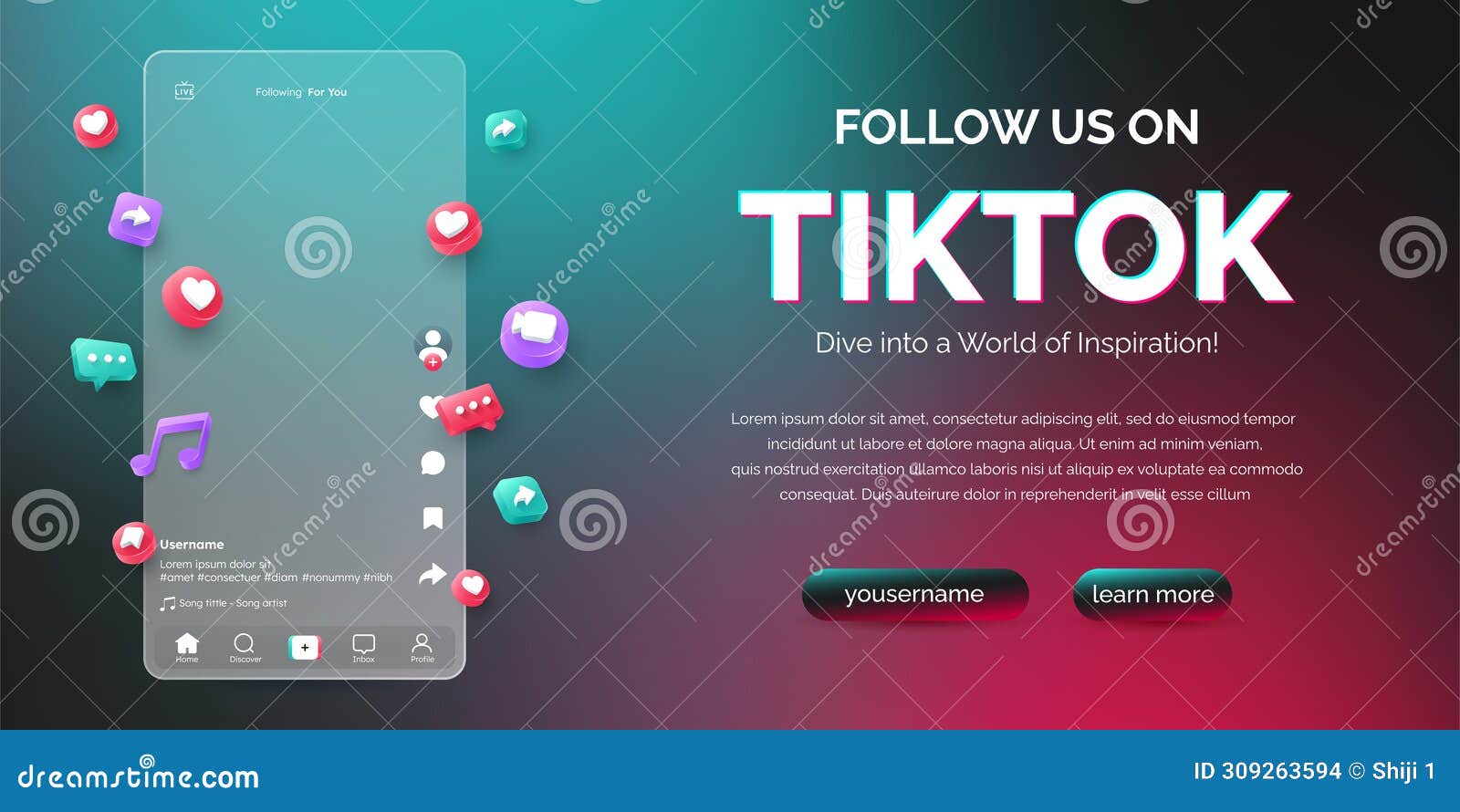 TikTok Interface, Profile. Tempale For Social Media. TikTok Symbol In ...