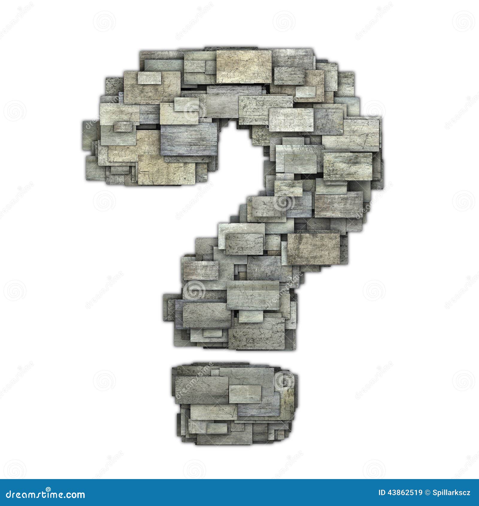 3d Tiled Timber Question Mark Shape on White Stock Illustration ...