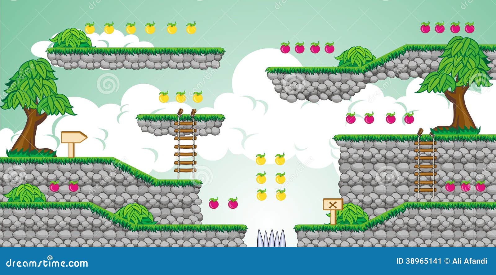 2D Tileset Platform Game 23 Stock Vector - Illustration of stairs ...