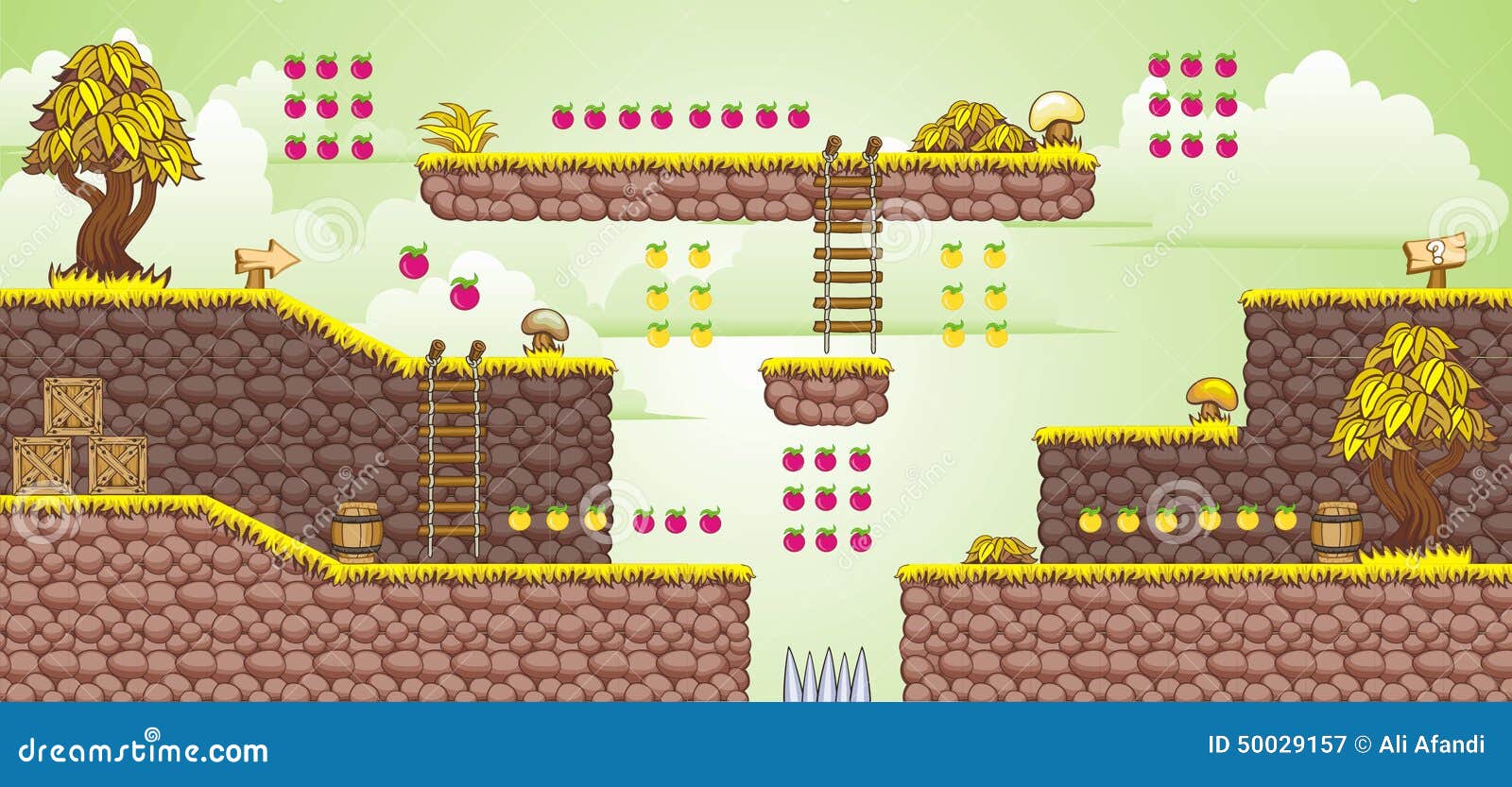 2D Tileset Platform Game 35 Stock Vector - Illustration of humor, love ...