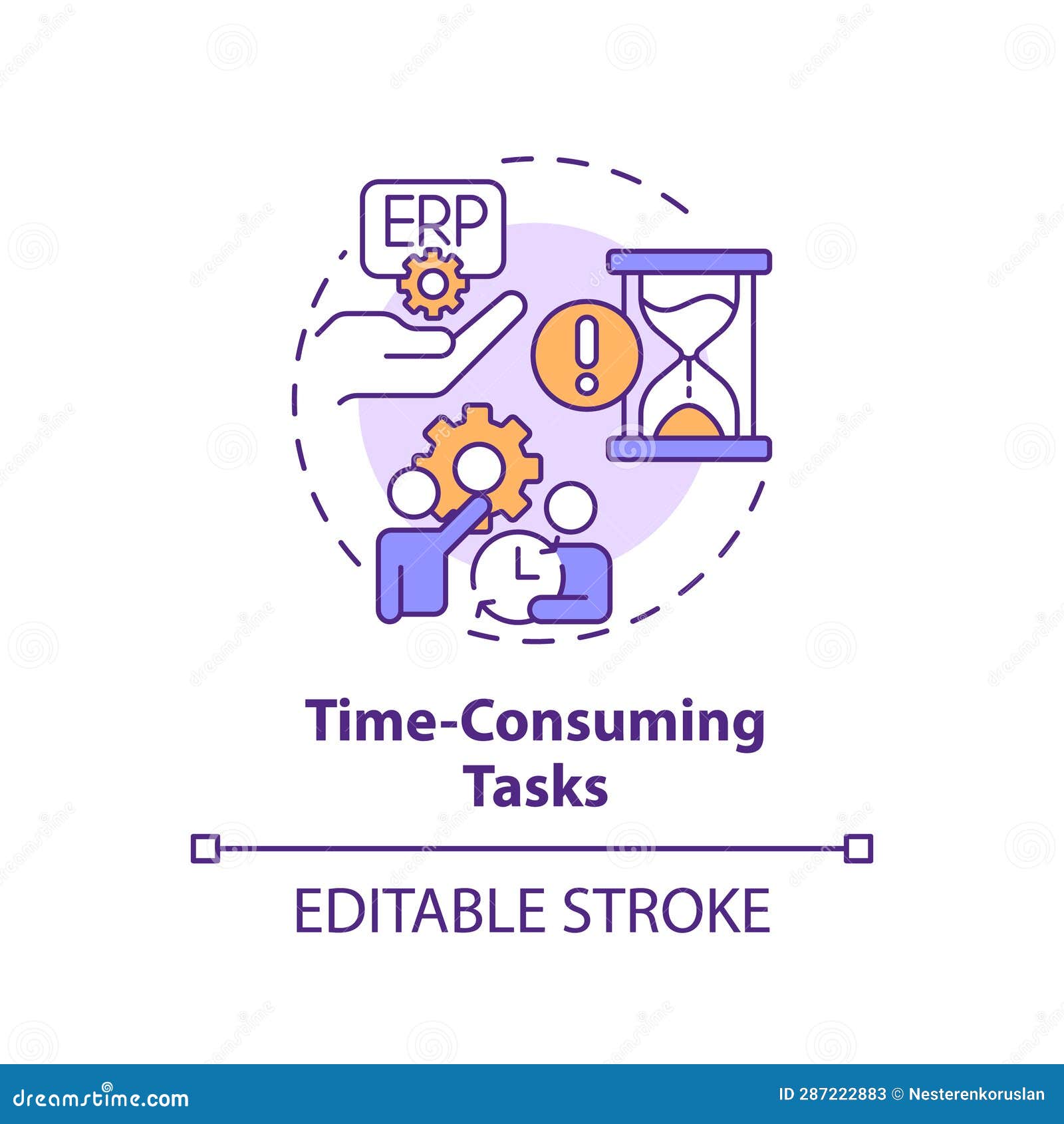 2D Time Consuming Tasks Line Icon Concept Stock Vector - Illustration ...