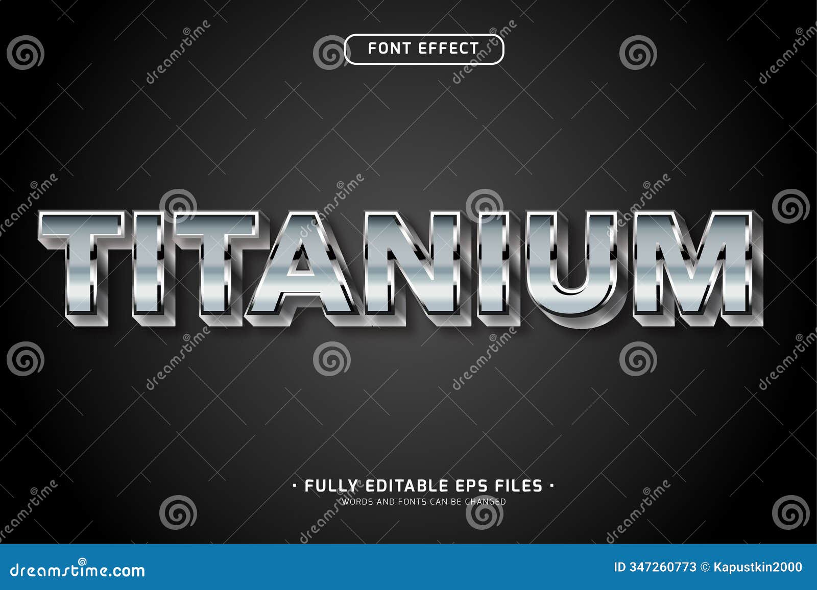 3d Titanium Editable Font Text Effect Stock Illustration - Illustration ...