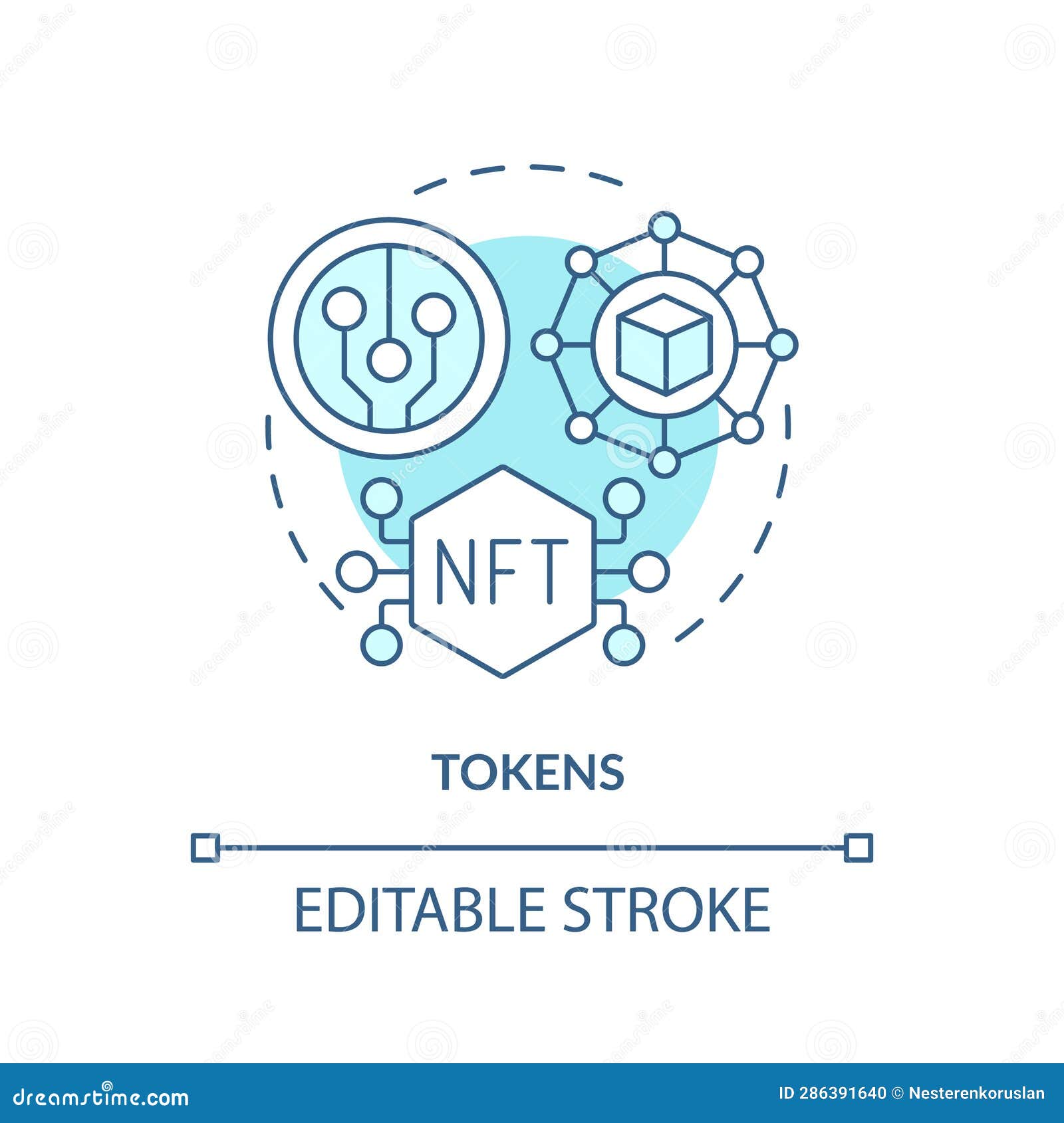 2D Tokens Blue Line Icon Concept Stock Illustration - Illustration of ...