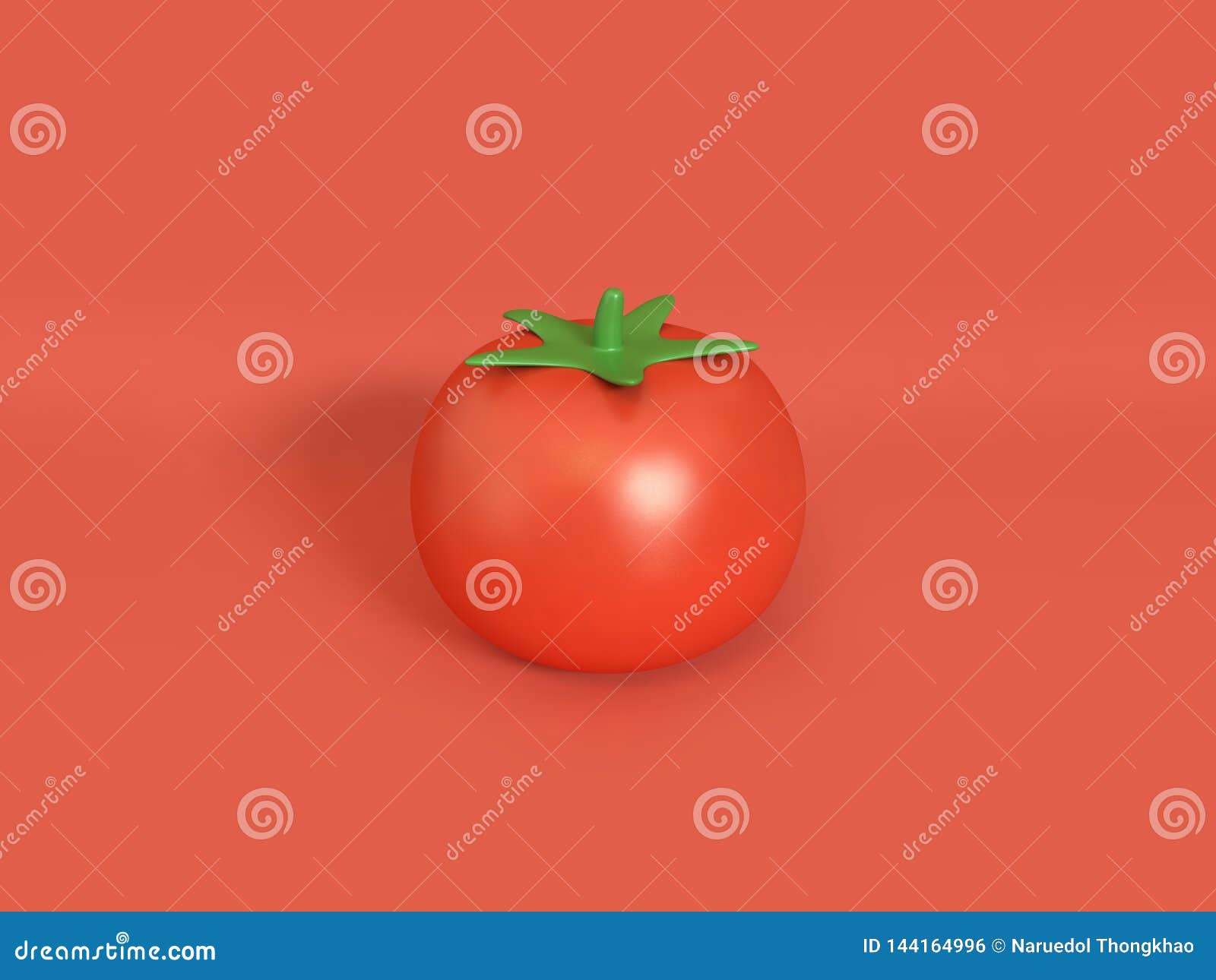 Tomato Cartoon Style Minimal Red Background 3d Rendering Stock ...
