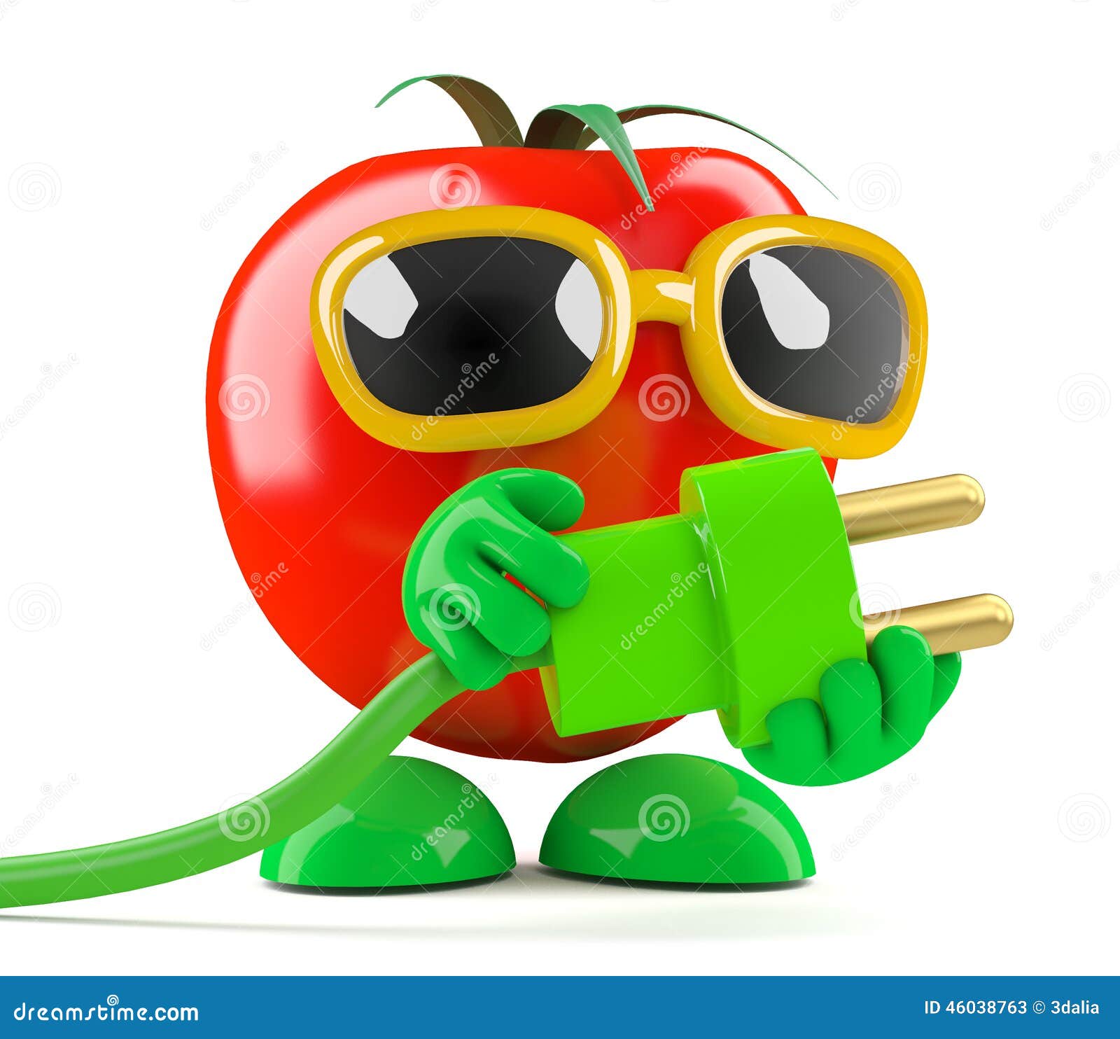 3d Tomato Uses Green Energy Stock Illustration - Illustration of fresh ...