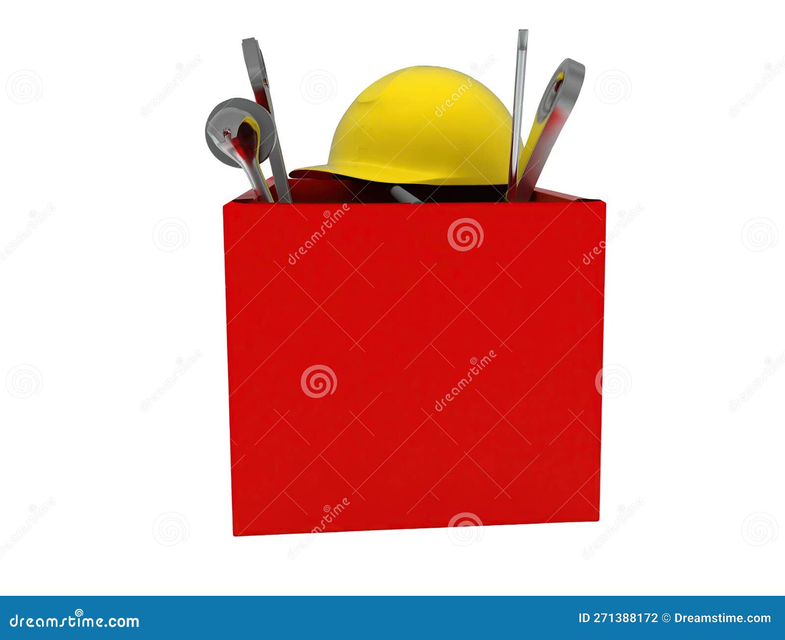 3d Tool Box with Tools and Safety Cap Inside it Concept Stock ...