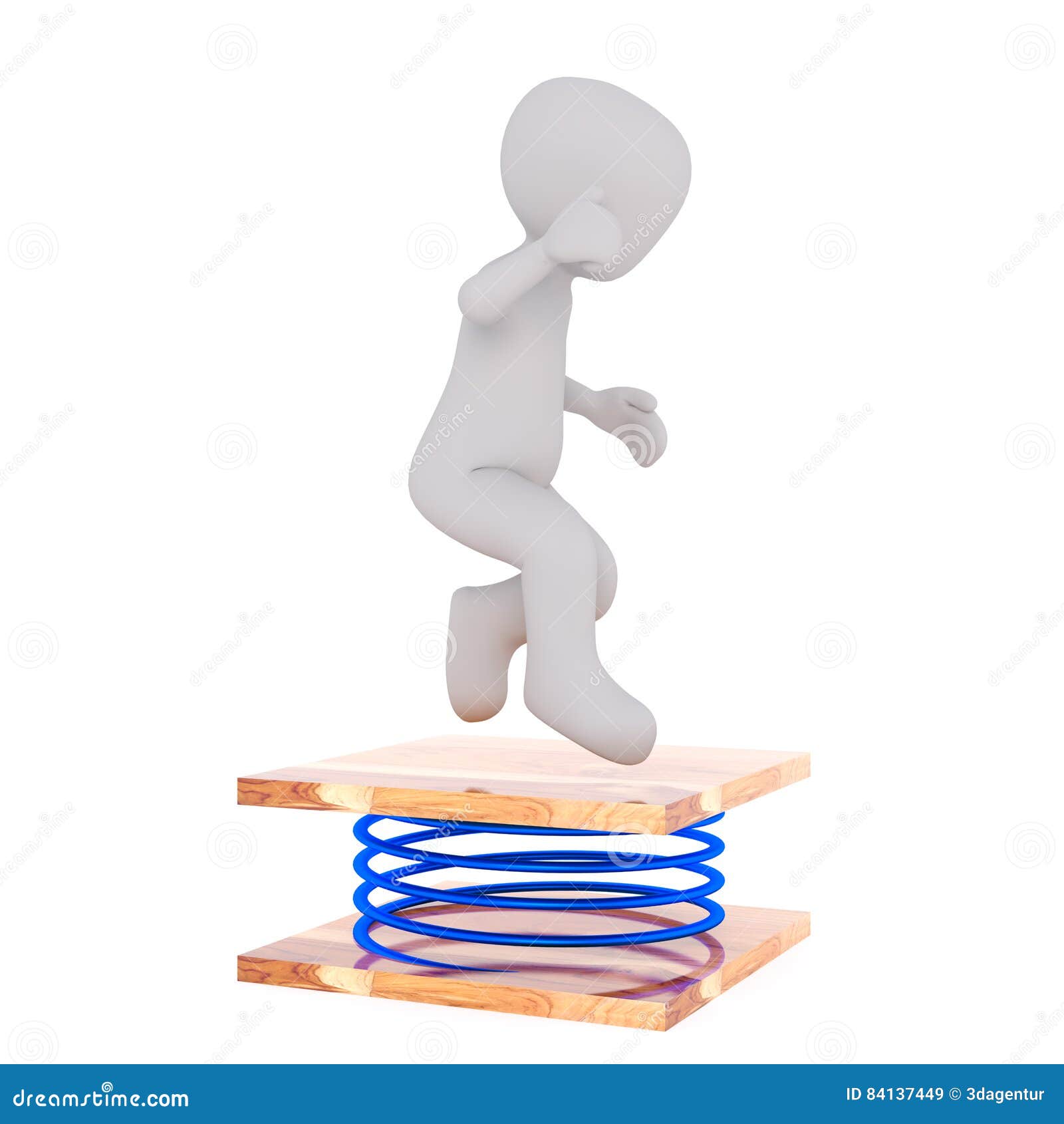 3d Toon Bouncing on Trampoline Spring Stock Illustration - Illustration ...