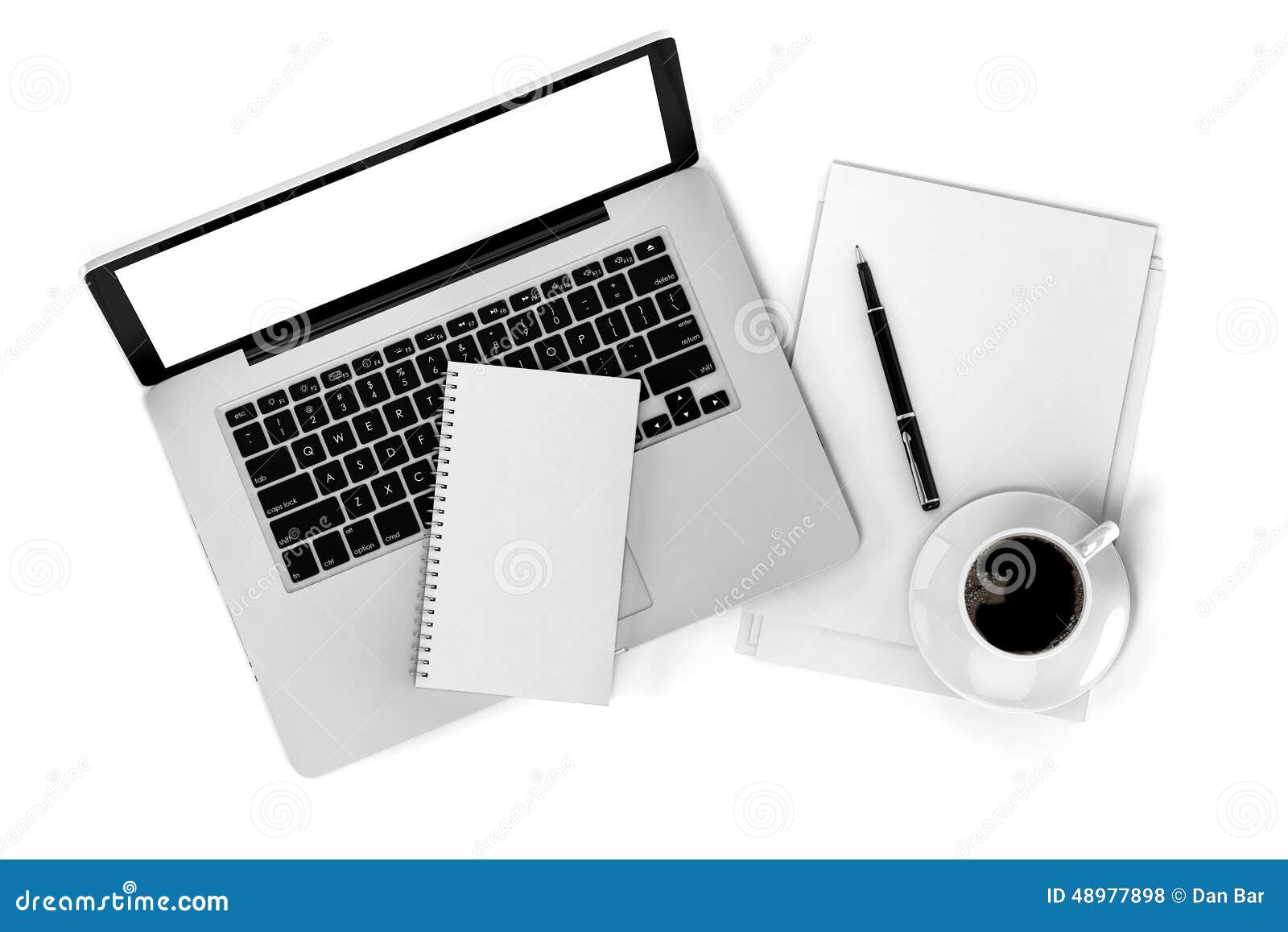 3d Top View Of An Office Desk Stock Photo | CartoonDealer.com #48977898
