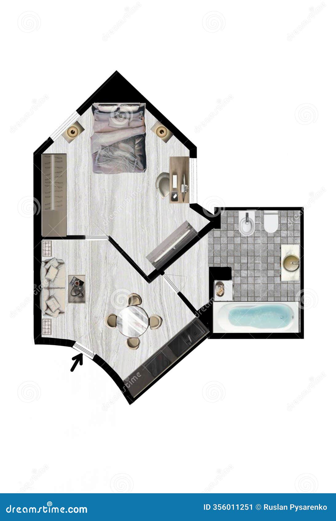 3d Top View Plan Sketch Plan Floor Plan Top Creative Stock Illustration ...