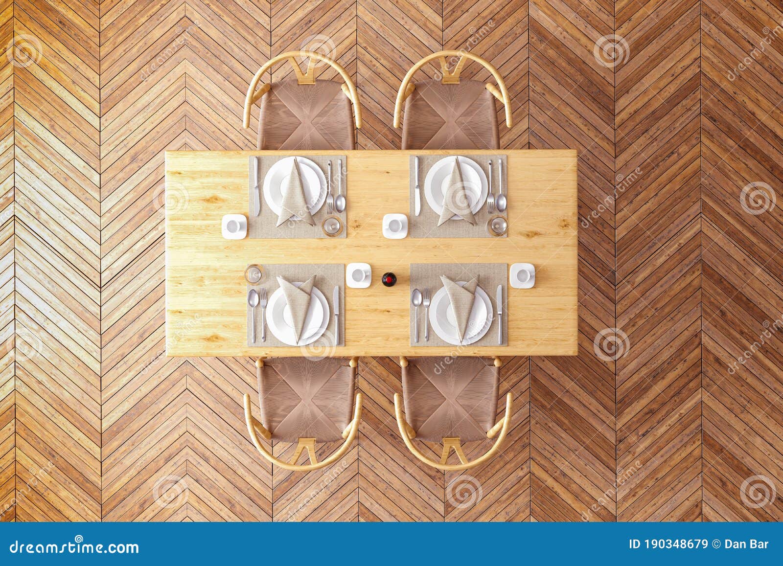 3d Top View of Dinner Table and Stock Image - Image of residential ...