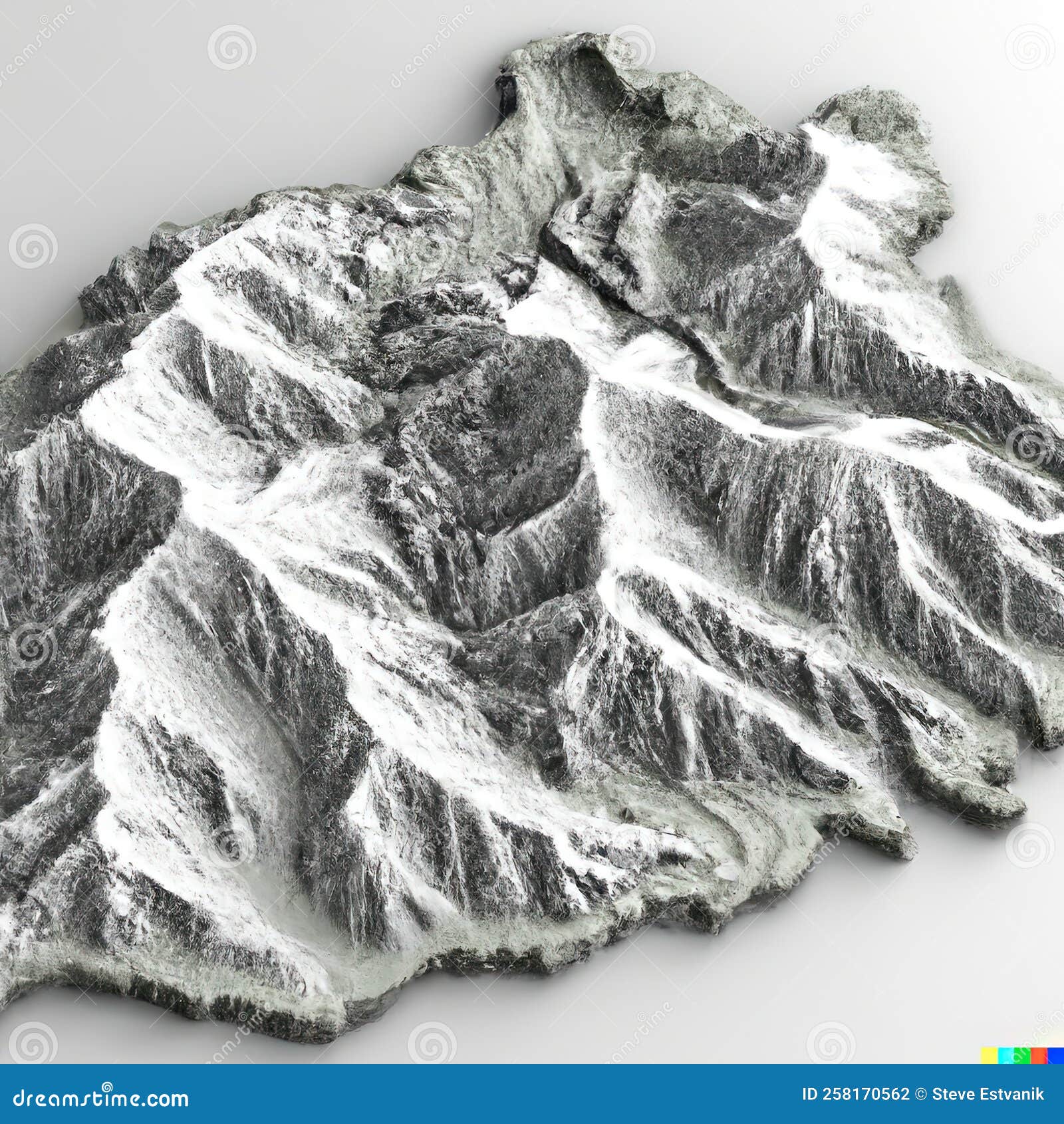 3D Topographic Map of Imaginary Section Himalayas Stock Illustration ...