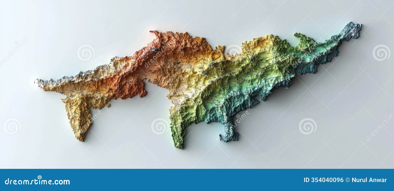 3D ISLAND MAP with ELEVATION and COLORFUL DETAIL Stock Illustration ...