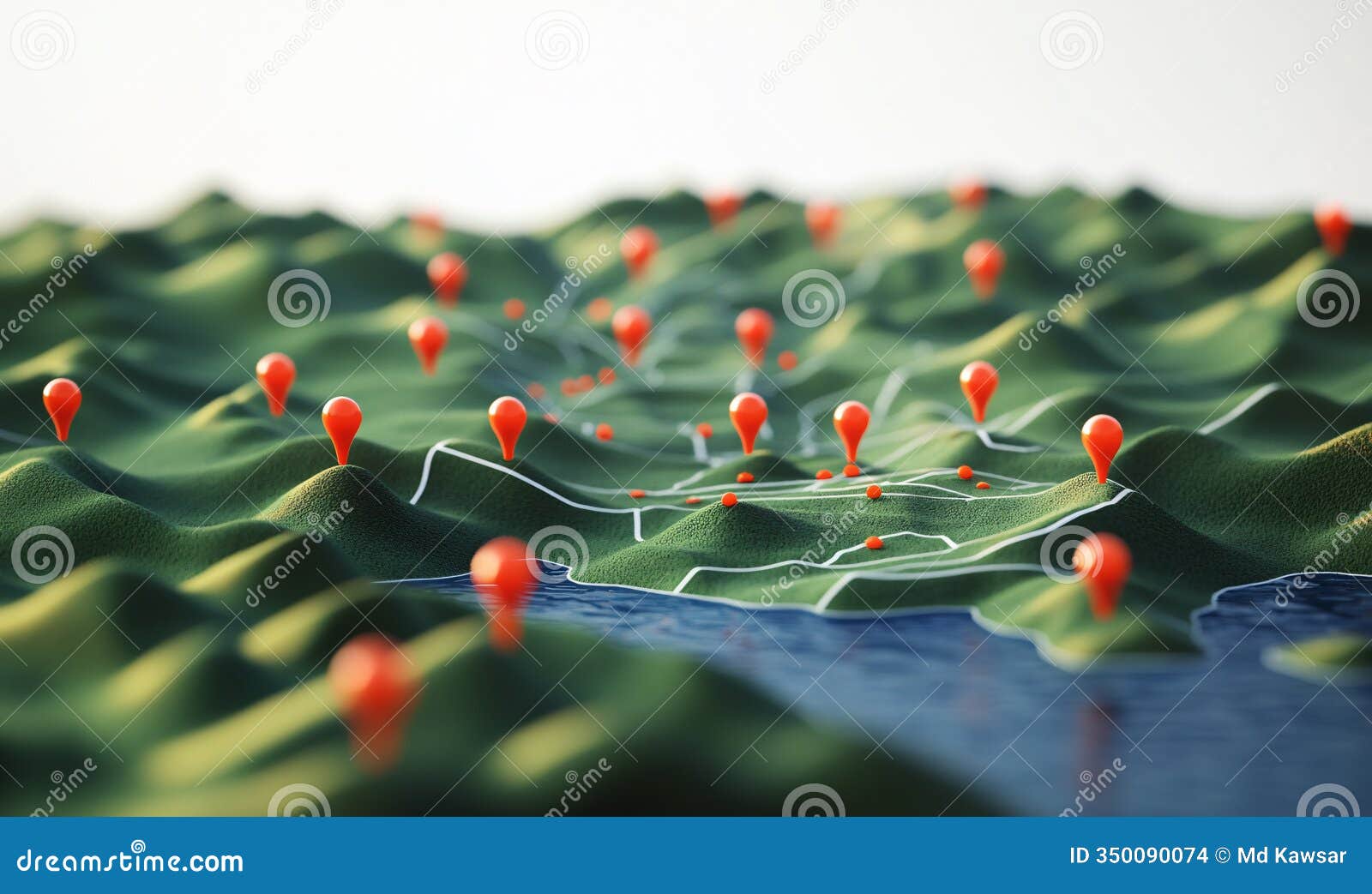 3D Topographic Map with Location Markers AI High Quality Image Stock ...