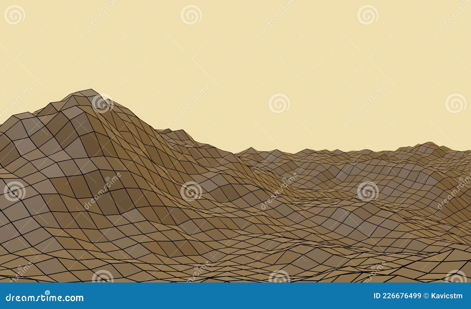 3D Topographic Mountain Grid. Polygon Terrain Stock Illustration ...
