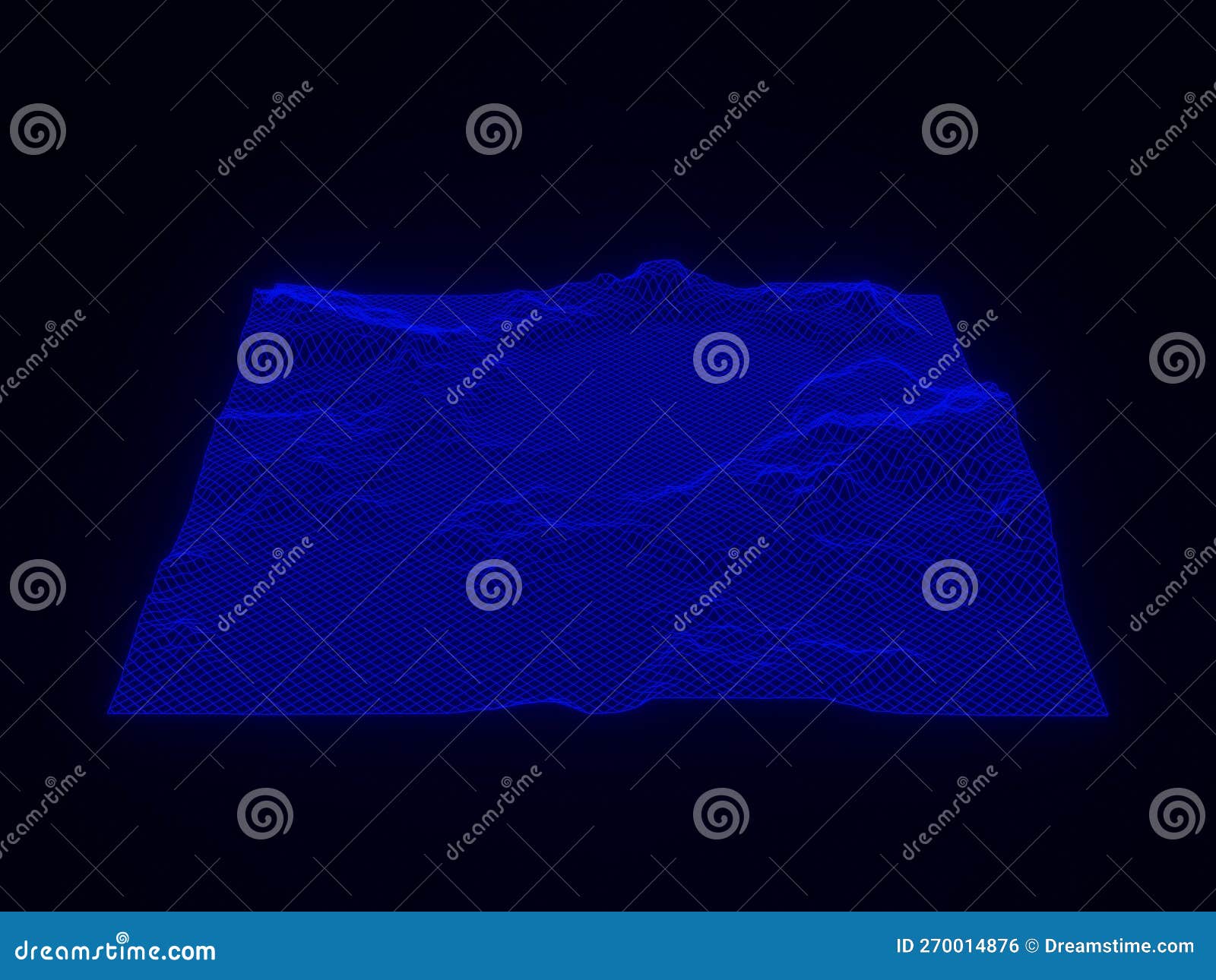 3D Topographic Mountain Grid Wireframe. Holographic Terrain Stock ...