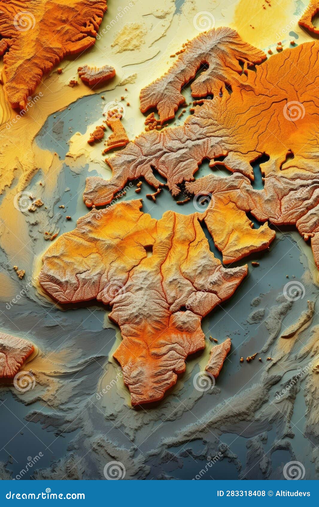 Topographic Map Of The World With Borders, 3D Render Royalty-Free Stock ...
