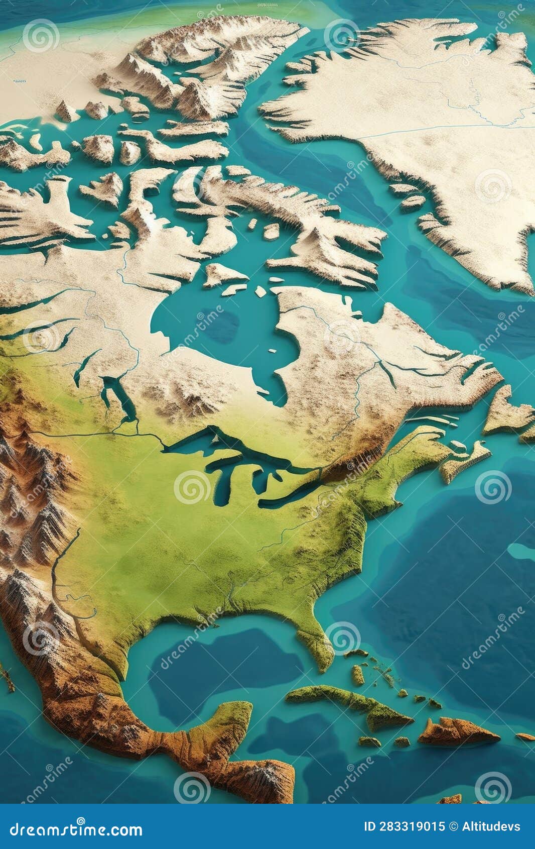 Topographic Map Of The World With Borders, 3D Render Royalty-Free Stock ...
