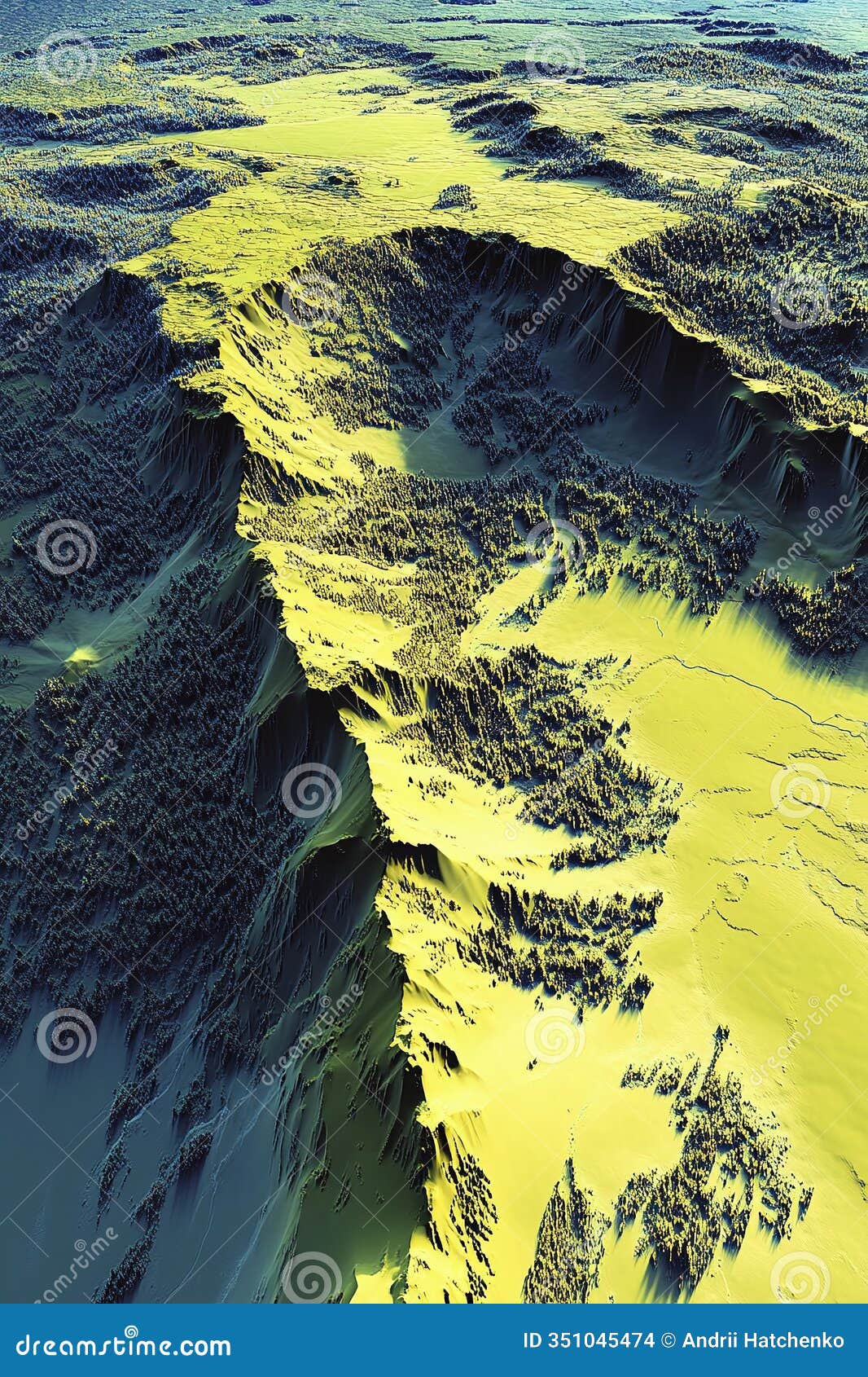 3D Topographical Map of a Valley Rendered from LiDAR GIS Scans with ...