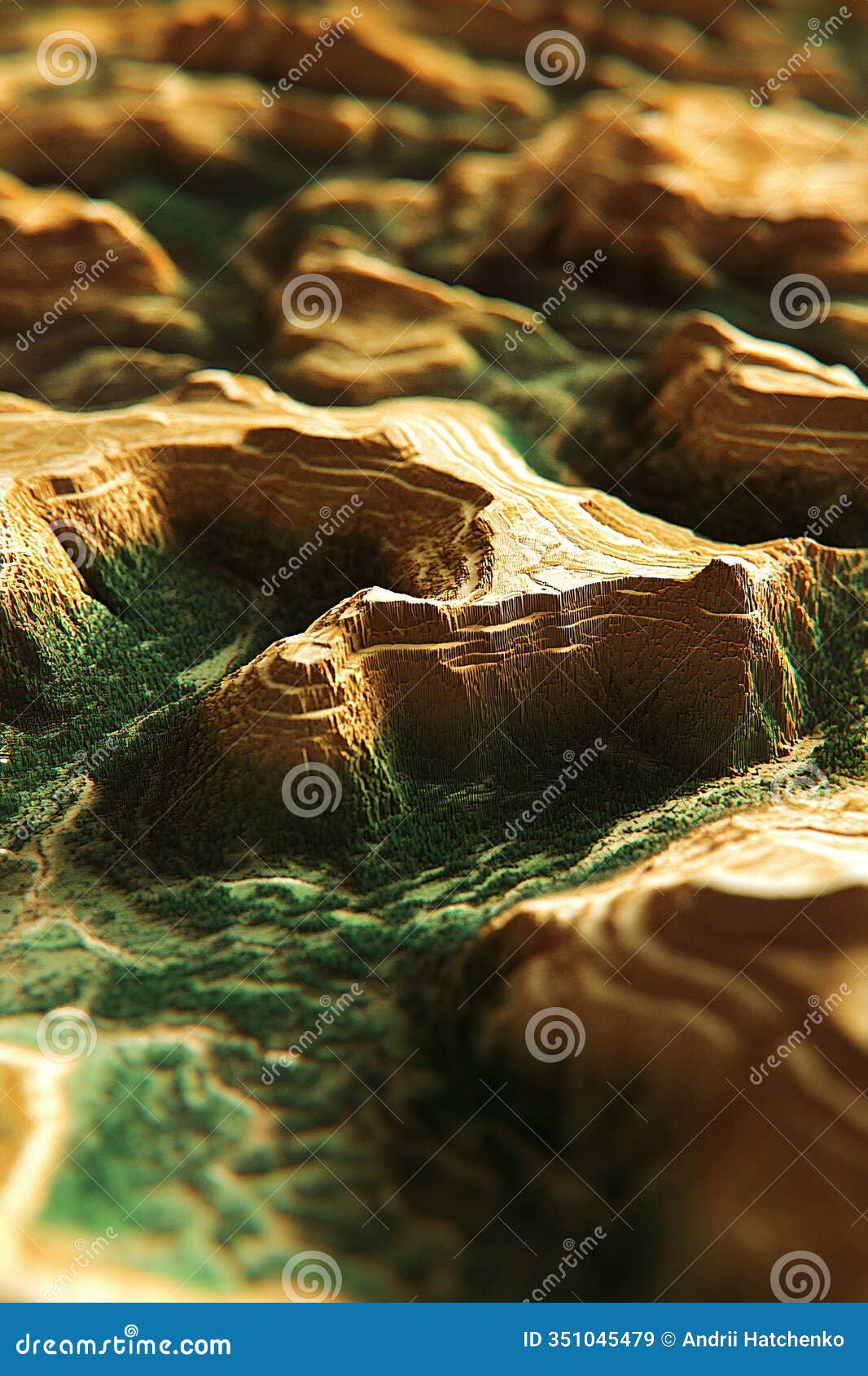 3D Topographical Map of a Valley Rendered from LiDAR GIS Scans with ...