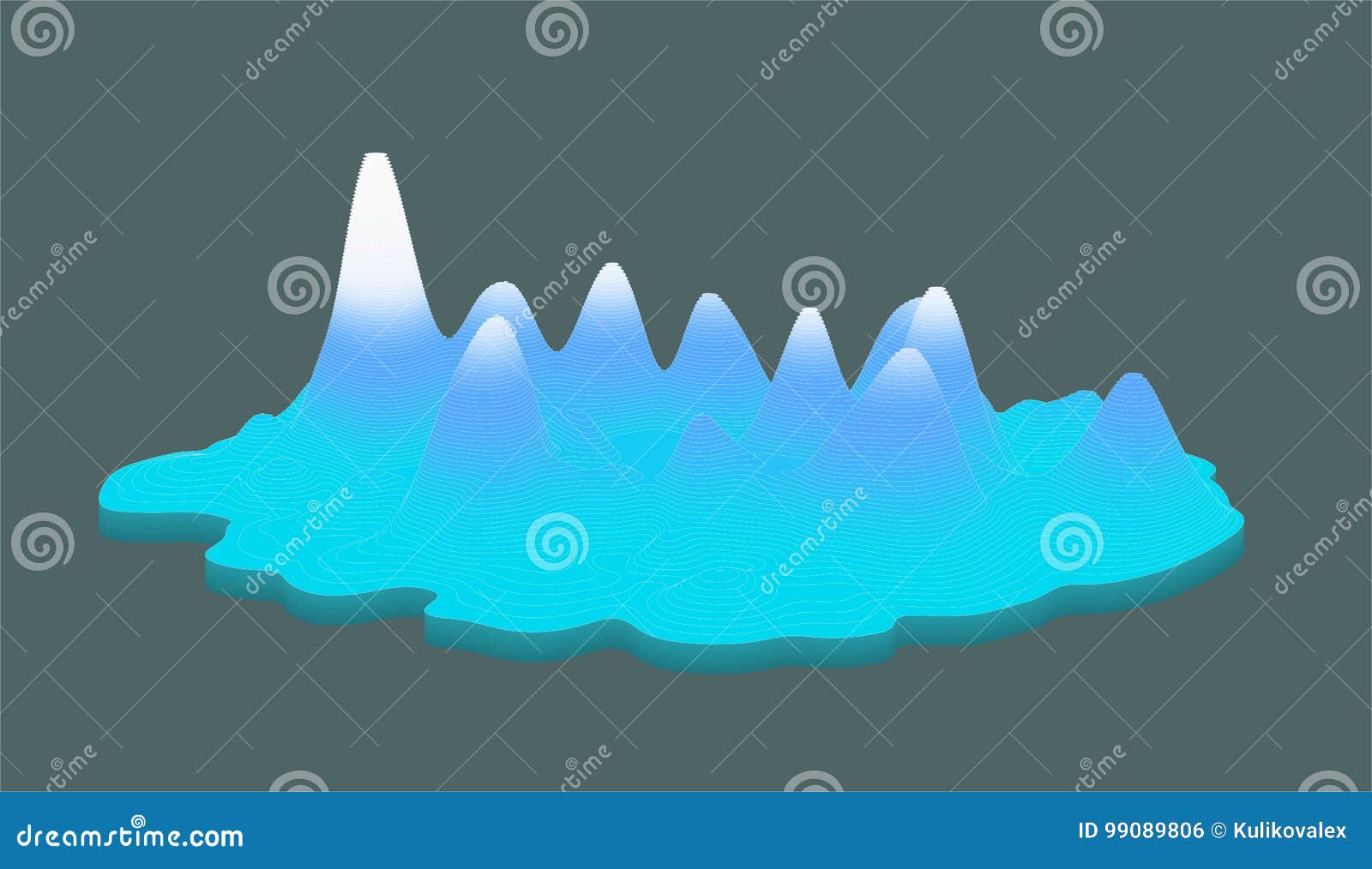 Topography Vector Map. Terrain Height Slices. Simple Infographic And ...