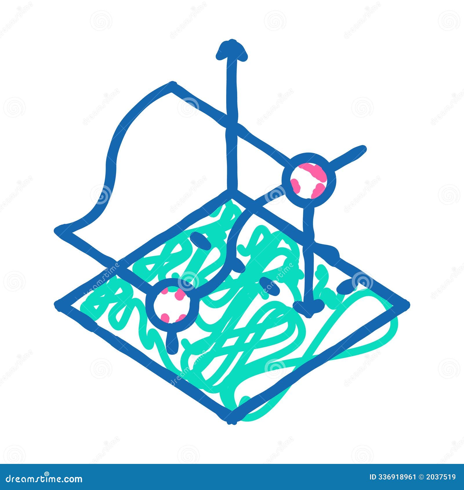 3d Tracking Flat Icon Doodle Illustration Stock Illustration ...