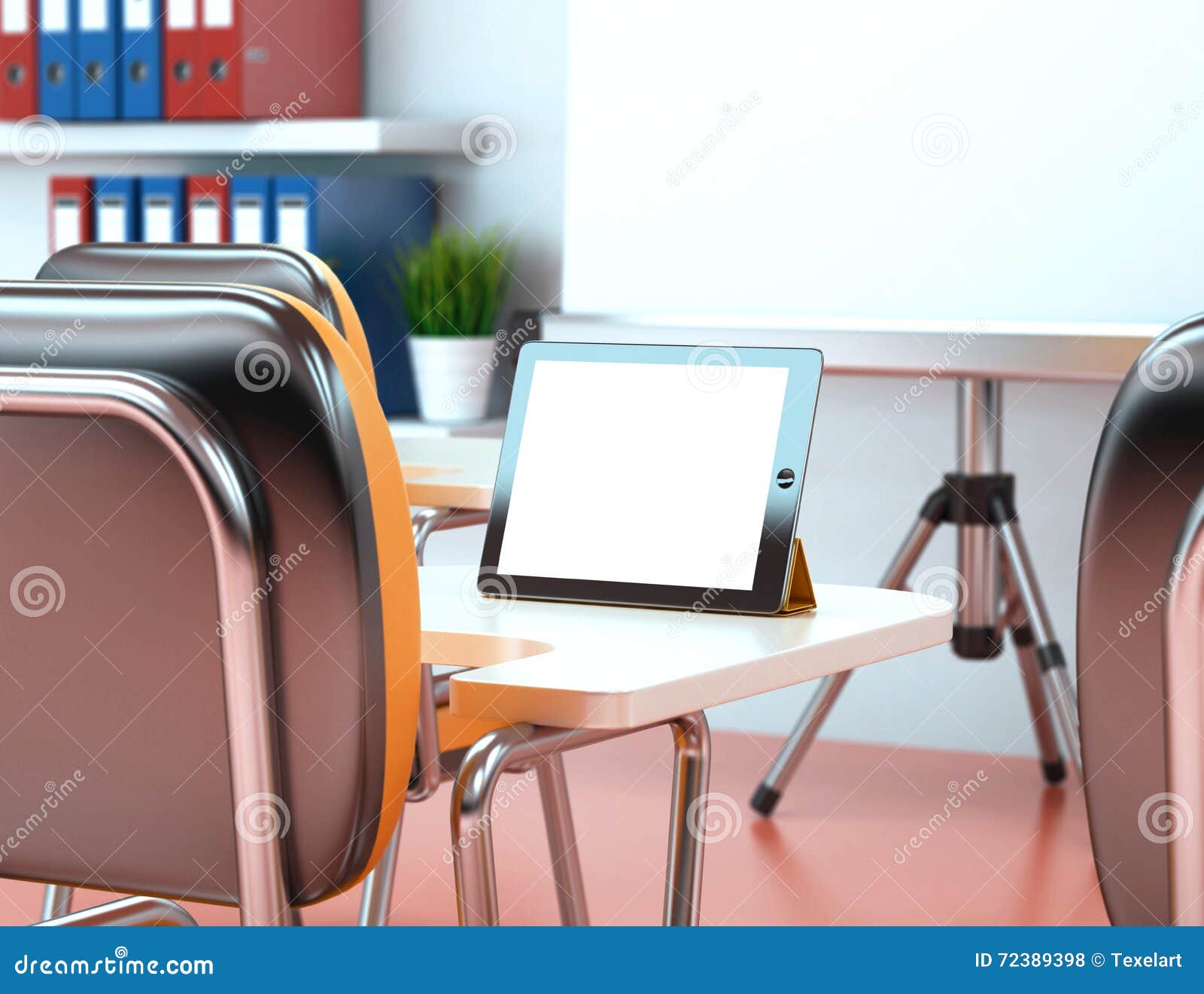 3D Training Center with Blank Tablet. Business Workshop. Mockup Stock ...