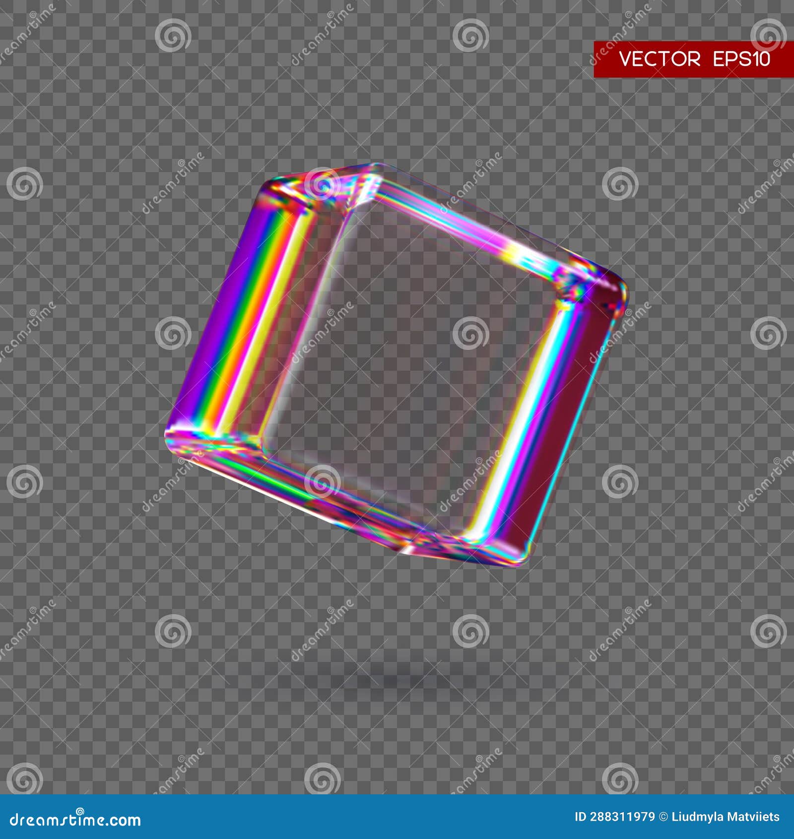 3d Transparent Glossy Cube with Dispersion Effect. Stock Illustration ...