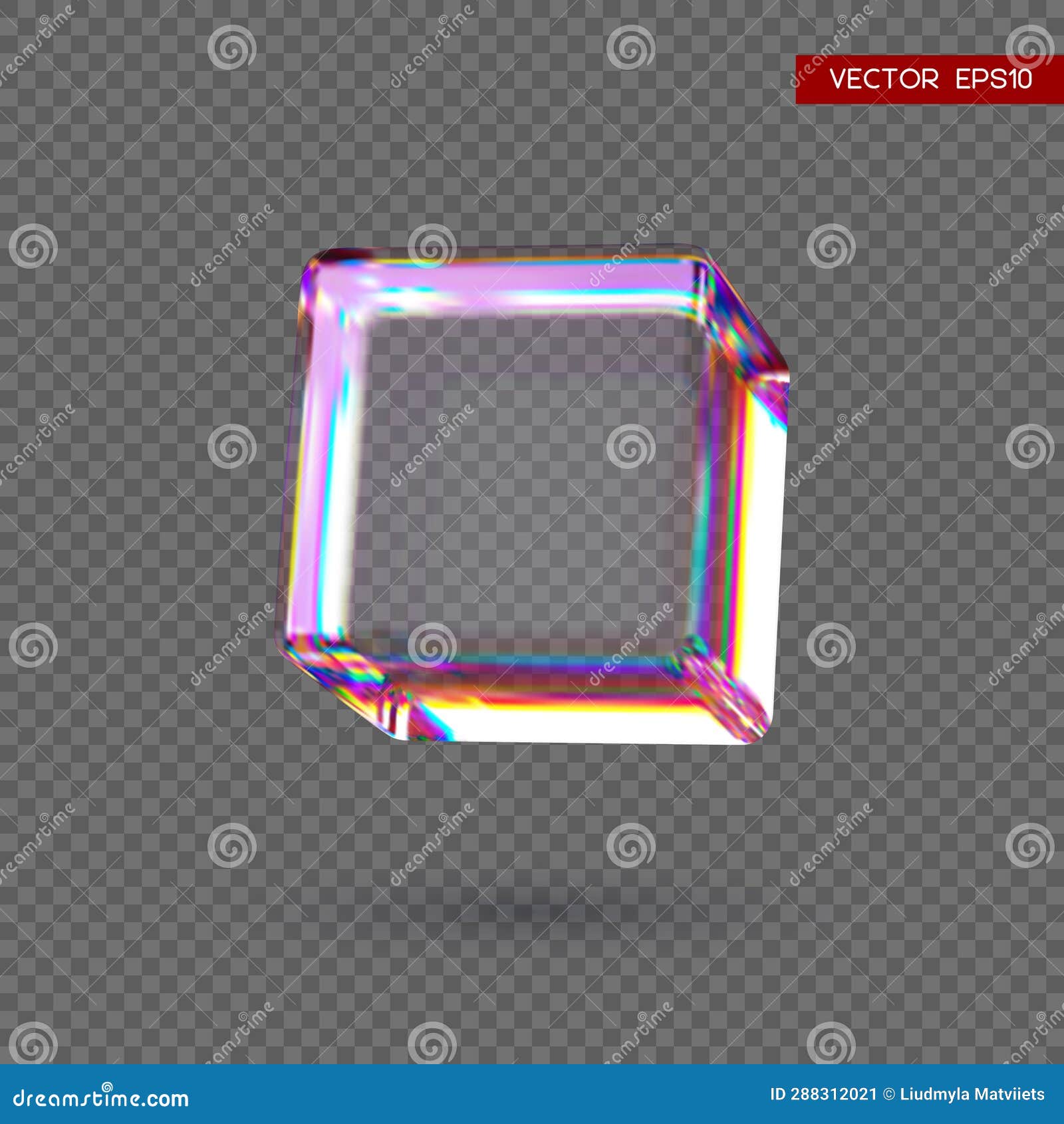 3d Transparent Glossy Cube with Dispersion Effect. Stock Vector ...
