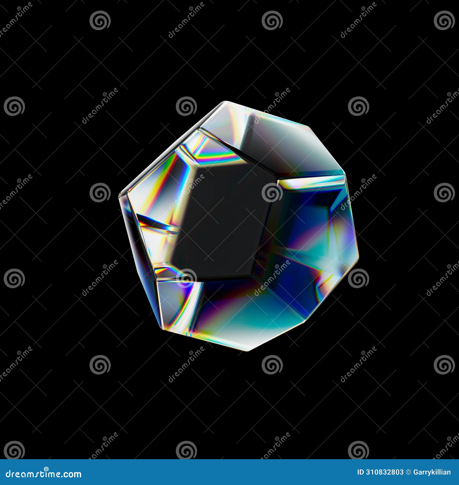 3d Transparent Glossy Geometric Objects with Dispersion Effect. Rainbow ...