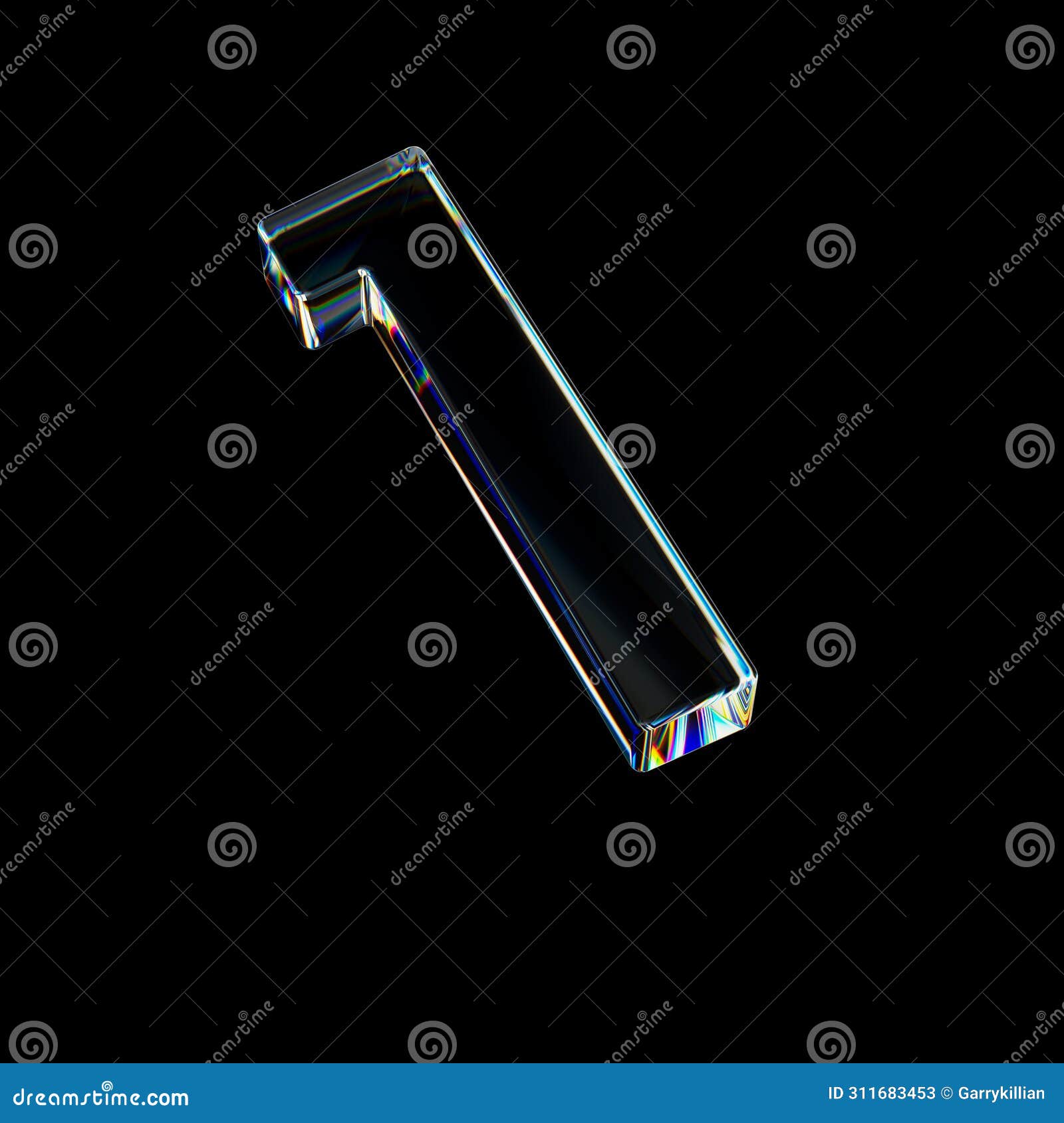 3d Transparent Glossy Number 1with Dispersion Effect. Rainbow Colors ...