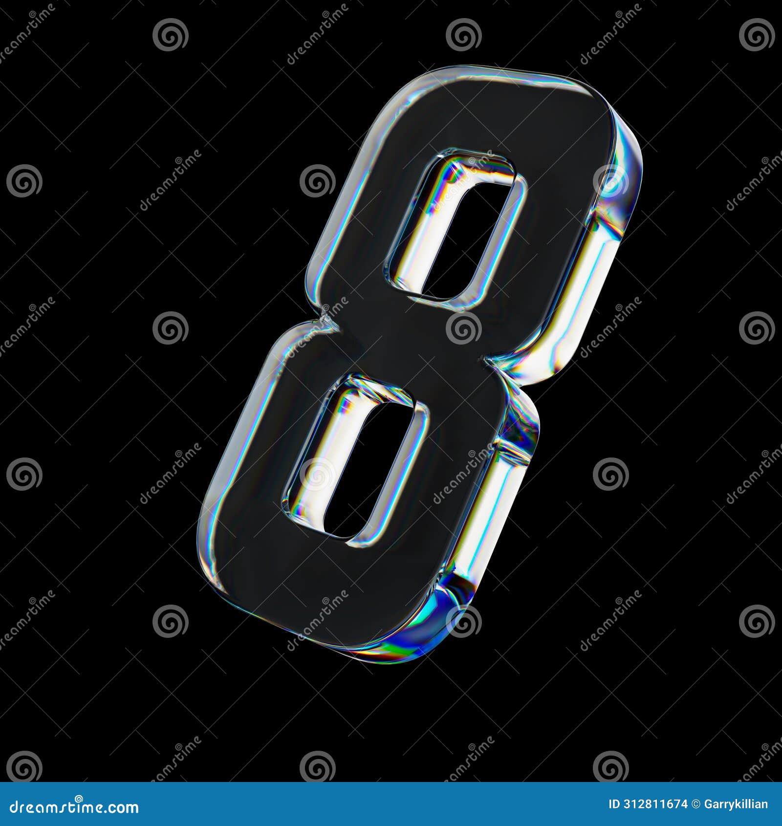 3d Transparent Glossy Number 8 with Dispersion Effect. Rainbow Colors ...