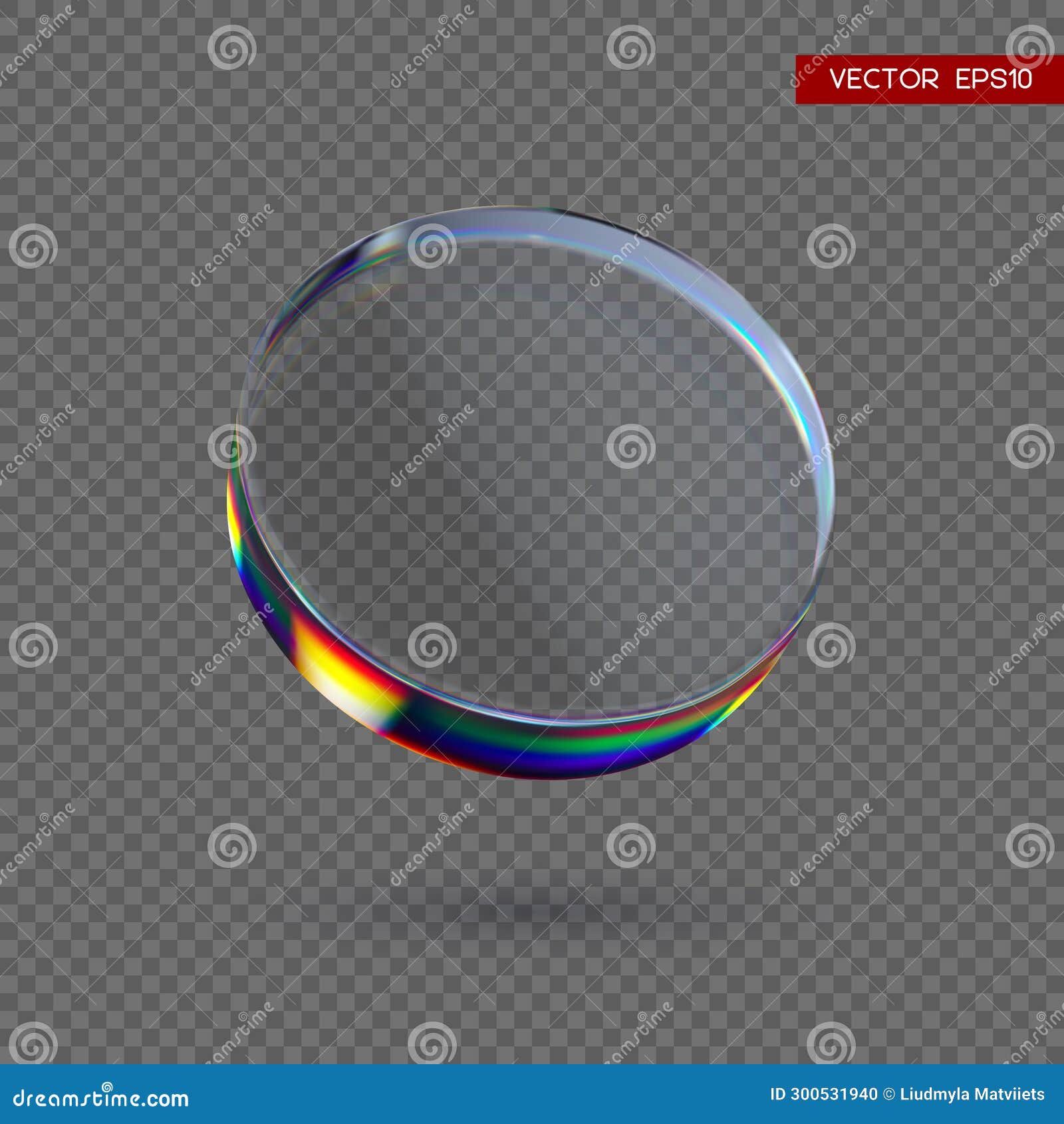 3d Transparent Glossy Round Disc with Dispersion Effect. Rainbow Colors ...