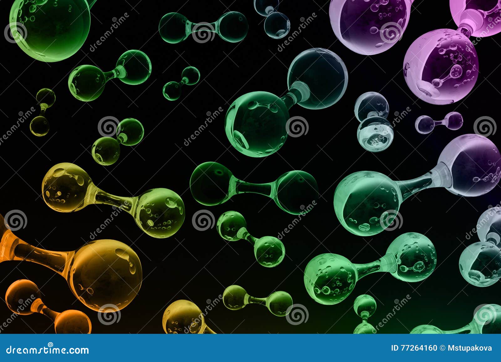 3d Transparent Molecule on a Black Background Stock Illustration ...