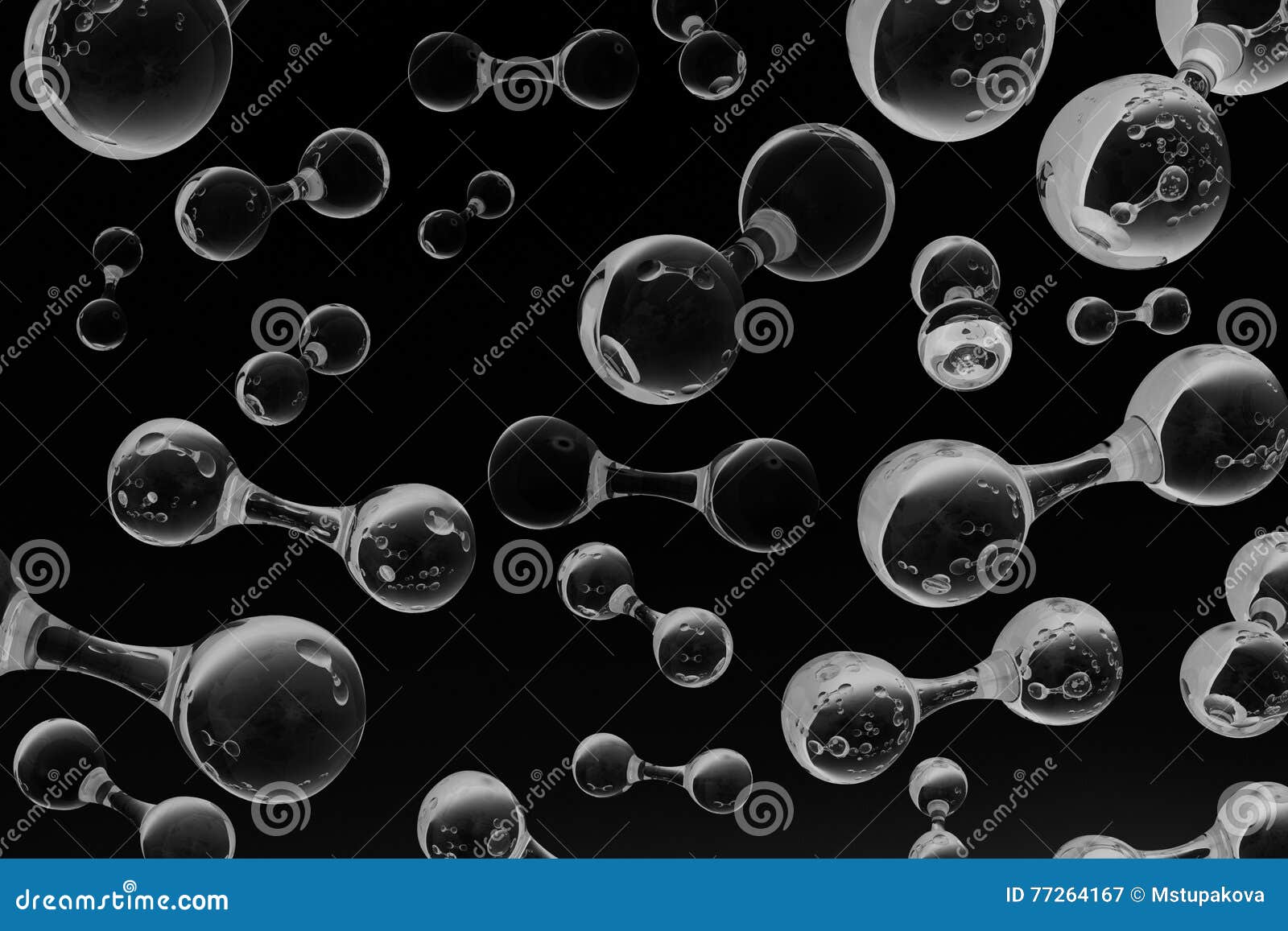 3d Transparent Molecule On A Black Background Stock Illustration ...