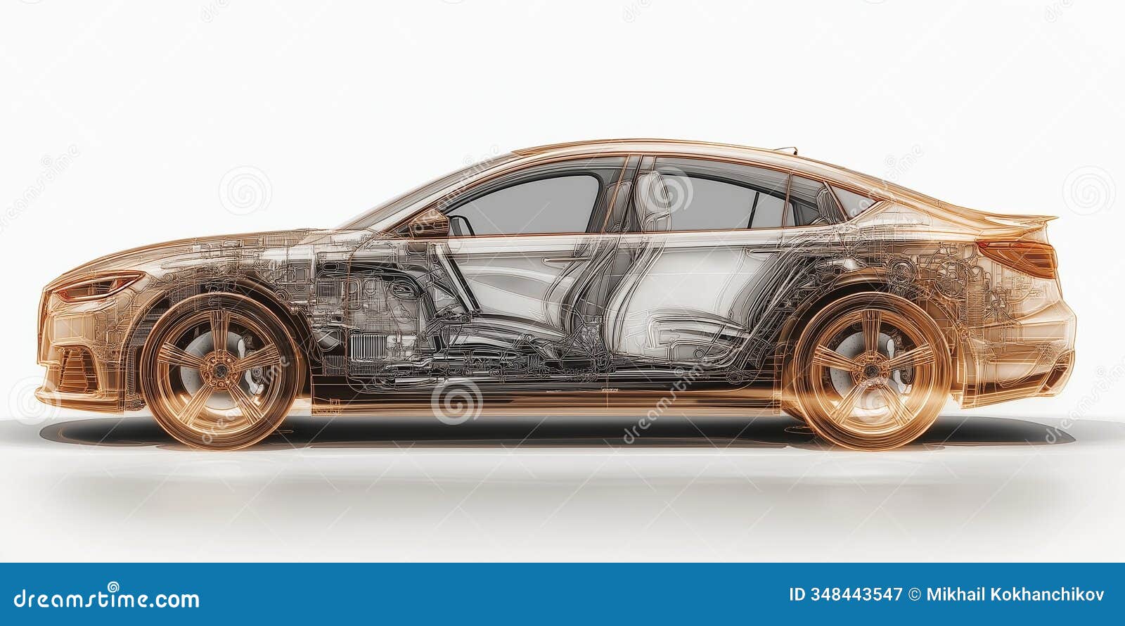3D Transparent View of Car Showcasing Its Internal Components and ...