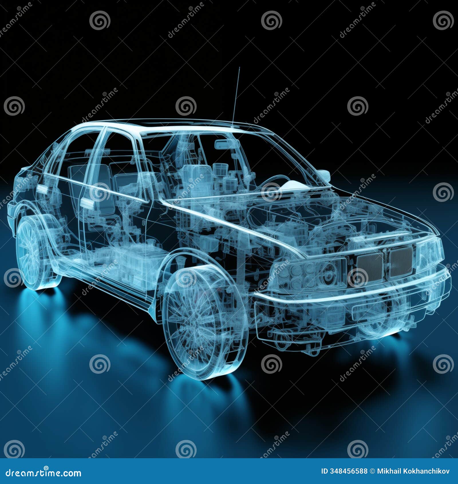 3D Transparent View of Car Showcasing Its Internal Components and ...