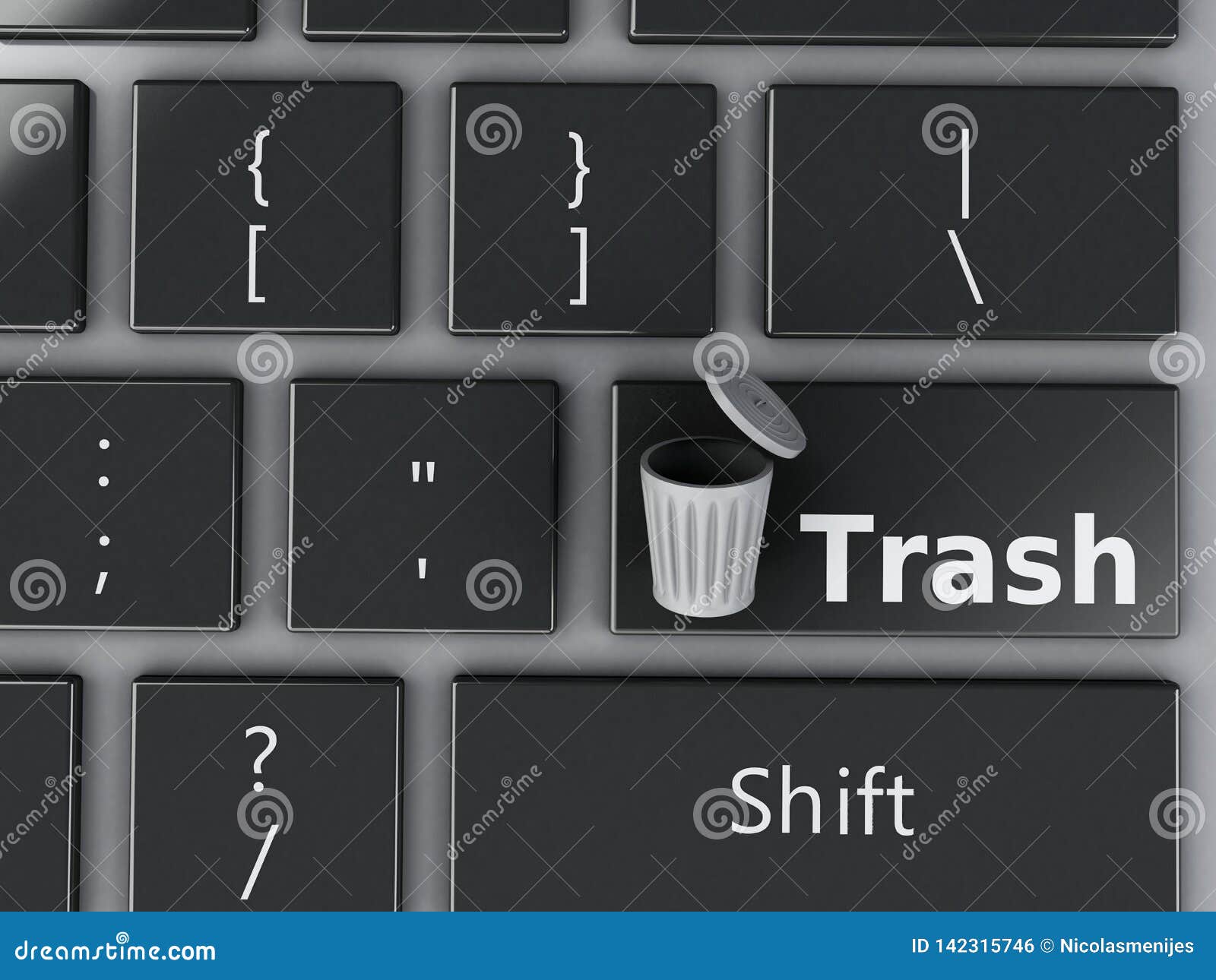 3d Trash Can on the Computer Keyboard Stock Illustration - Illustration ...