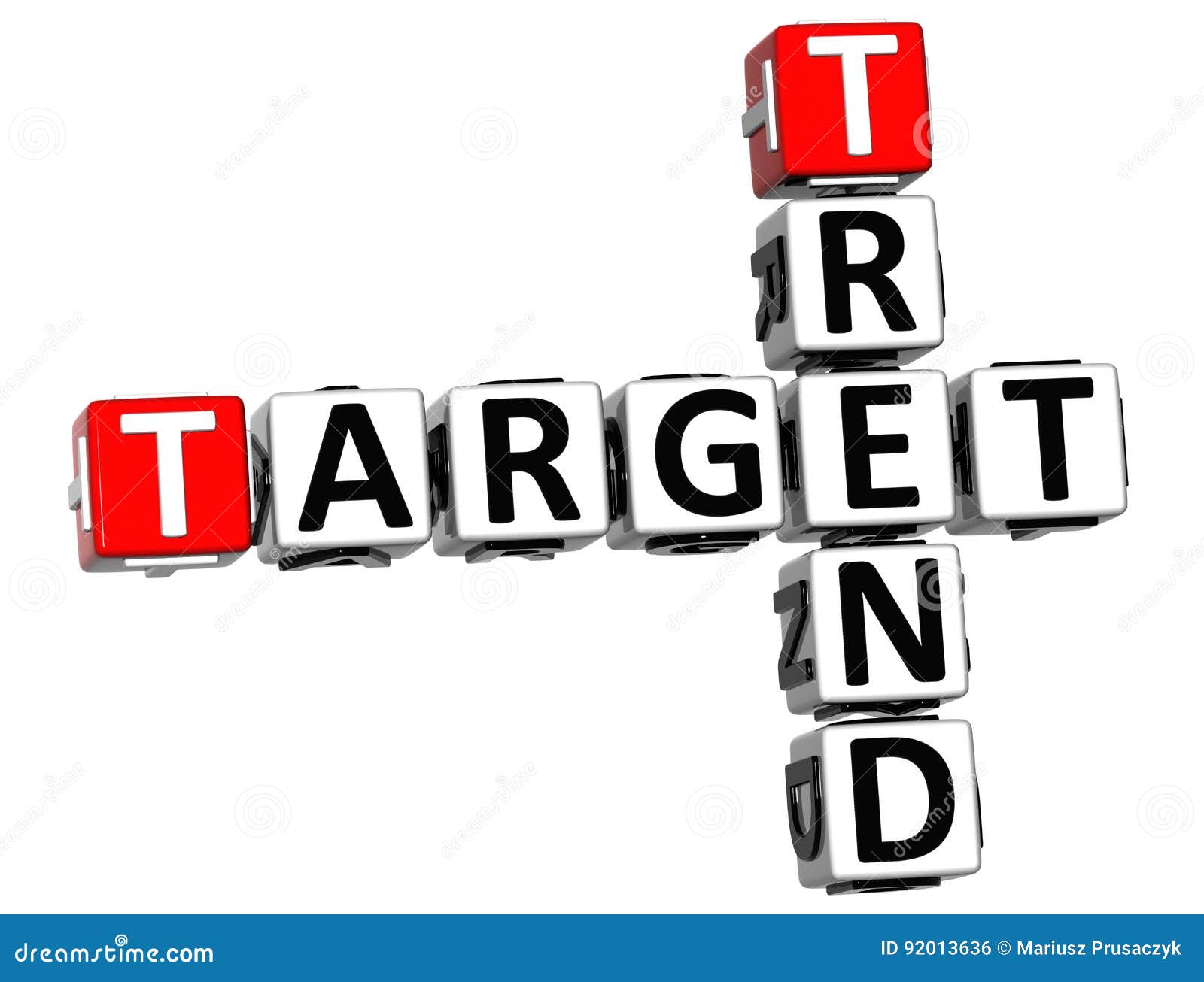 3D Trend Target Crossword Cube Words Stock Illustration - Illustration ...