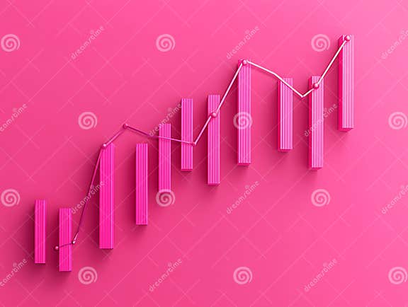 3D Trendline Graph on a Solid Bright Pink Background Stock Illustration ...