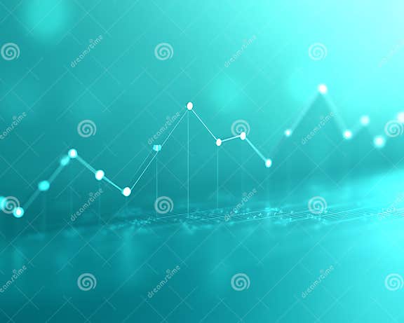 3D Trendline Graph with a Solid Bright Teal Background Stock ...