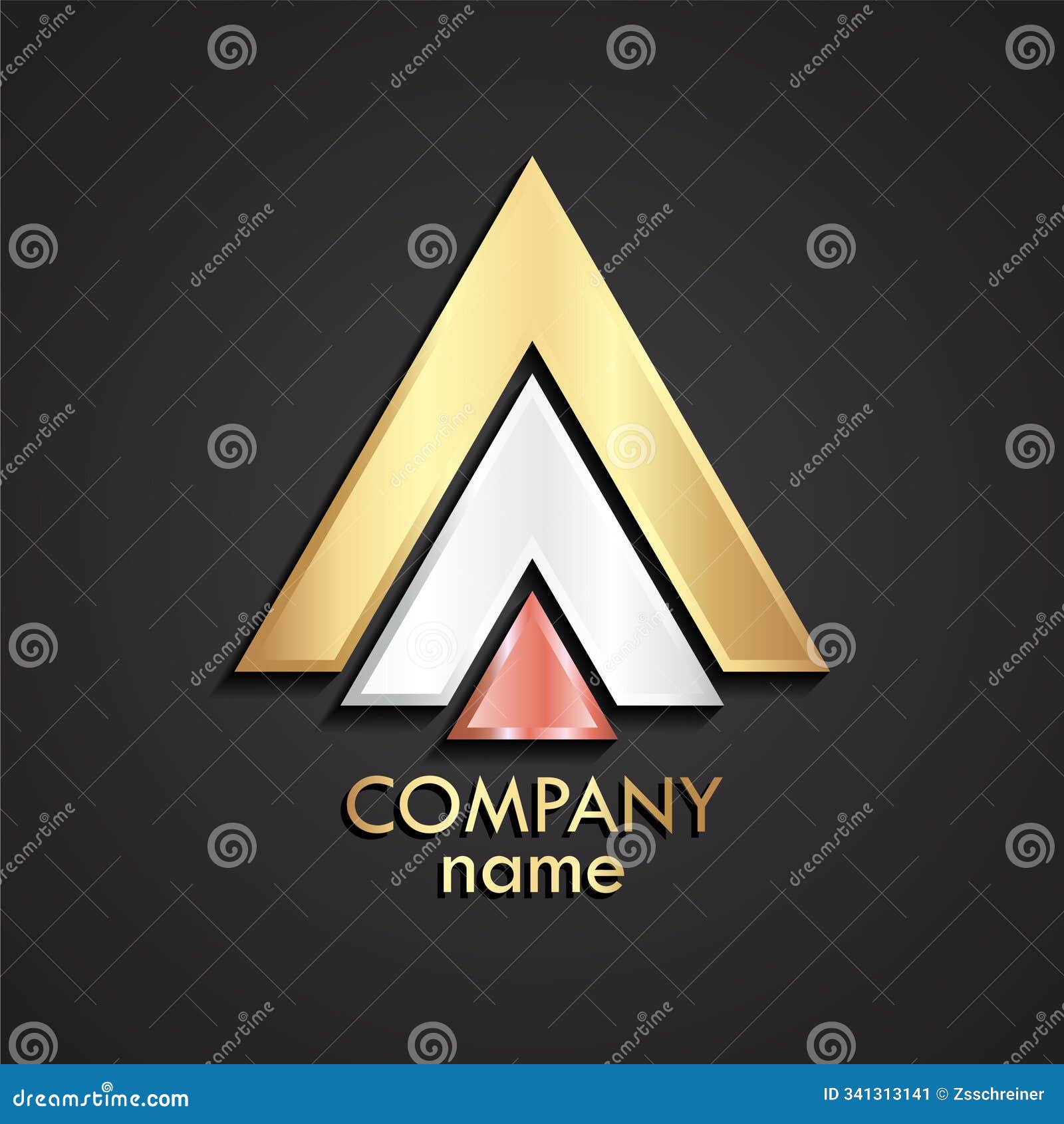 3d Triangle Abstract Silver Gold Copper Logo Stock Vector ...