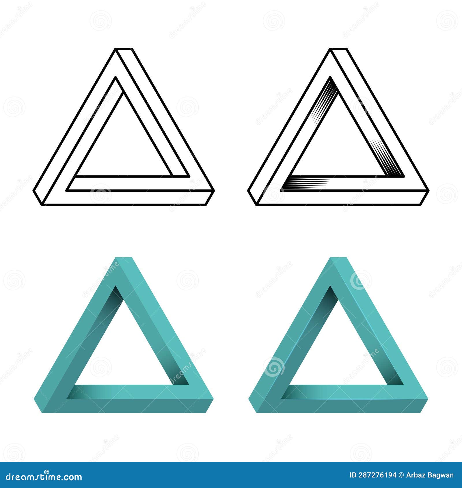 3d Triangle Optical Illusion Set Stock Vector - Illustration of ...