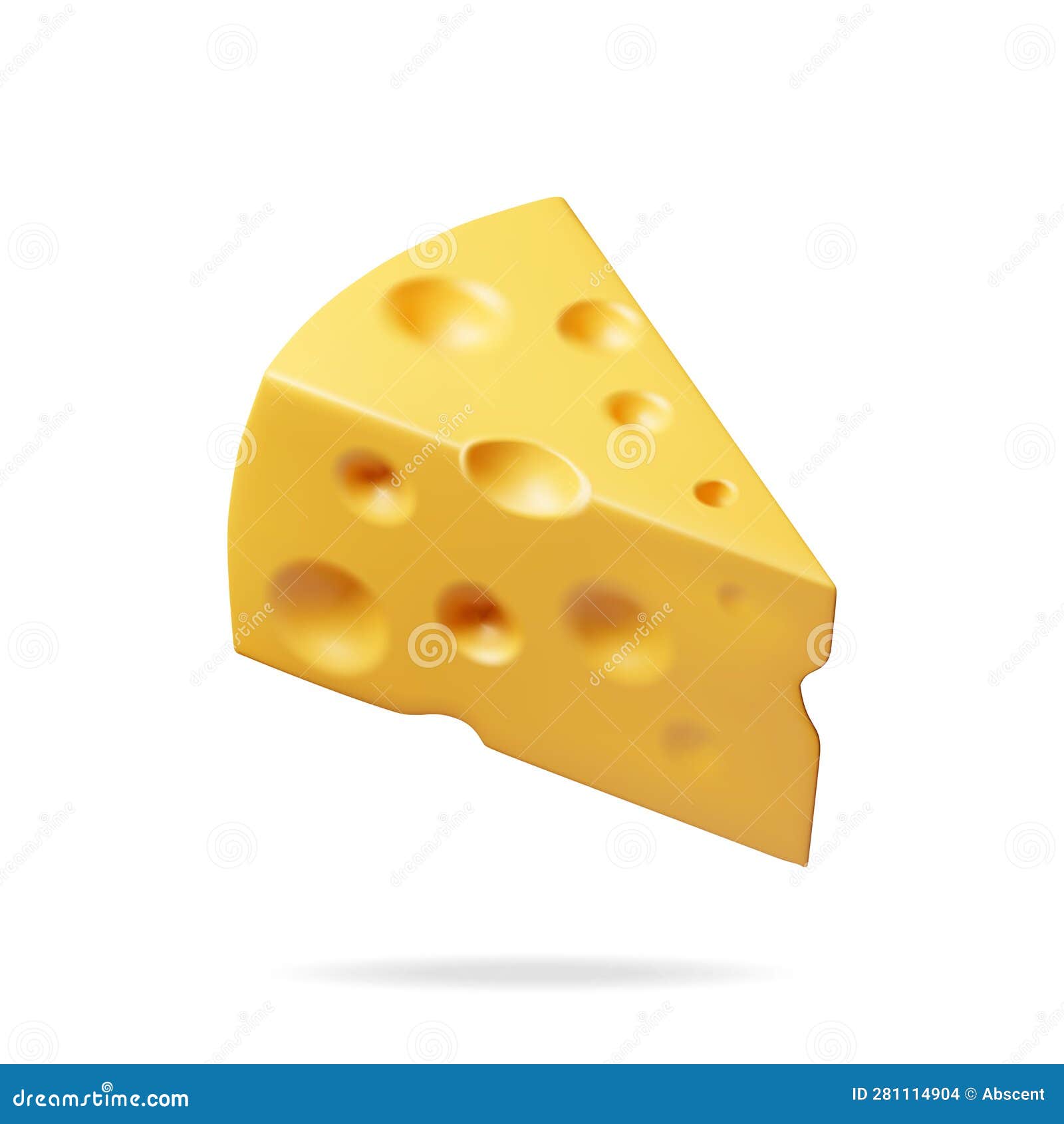 3D Triangular Piece of Cheese Stock Vector - Illustration of vector ...