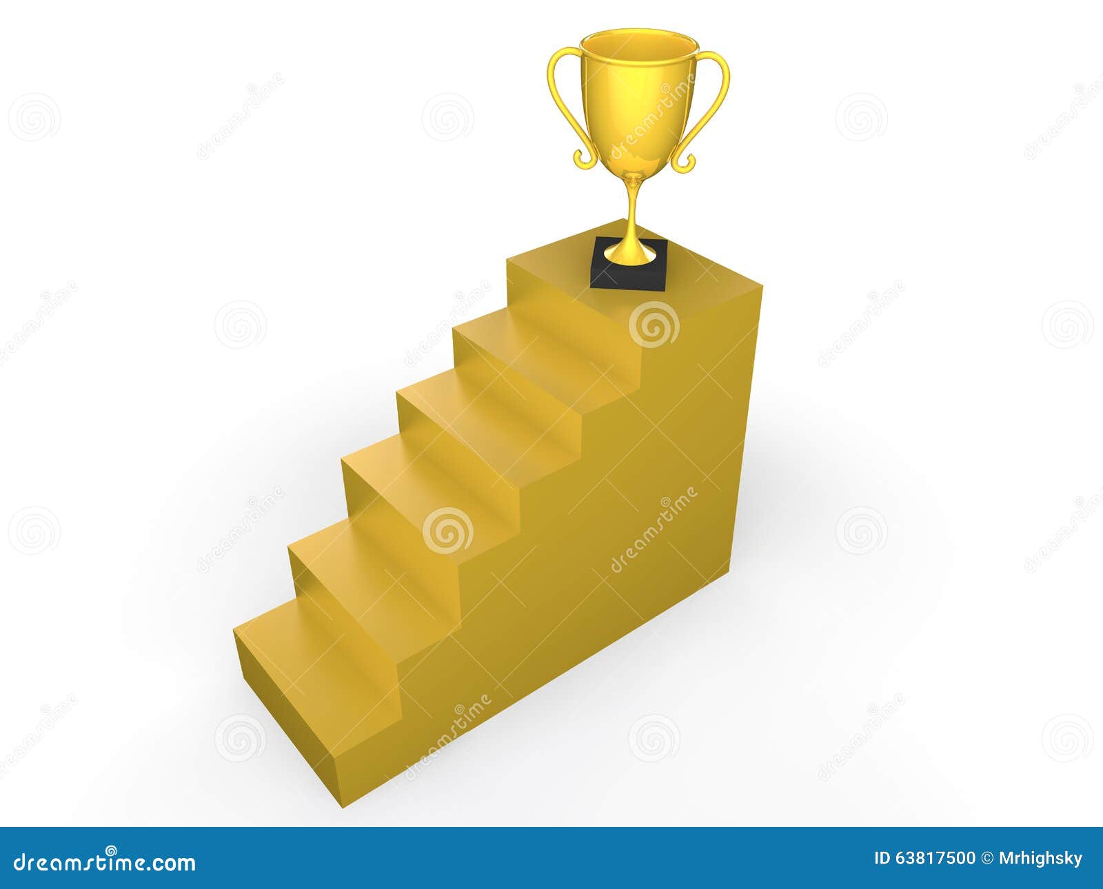 3d trophy on gold stairs stock illustration. Illustration of victory ...